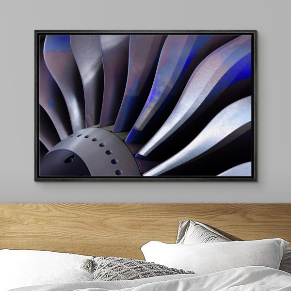 SIGNLEADER Chrome Details Of Airplane Engine Turbine Framed On Canvas ...