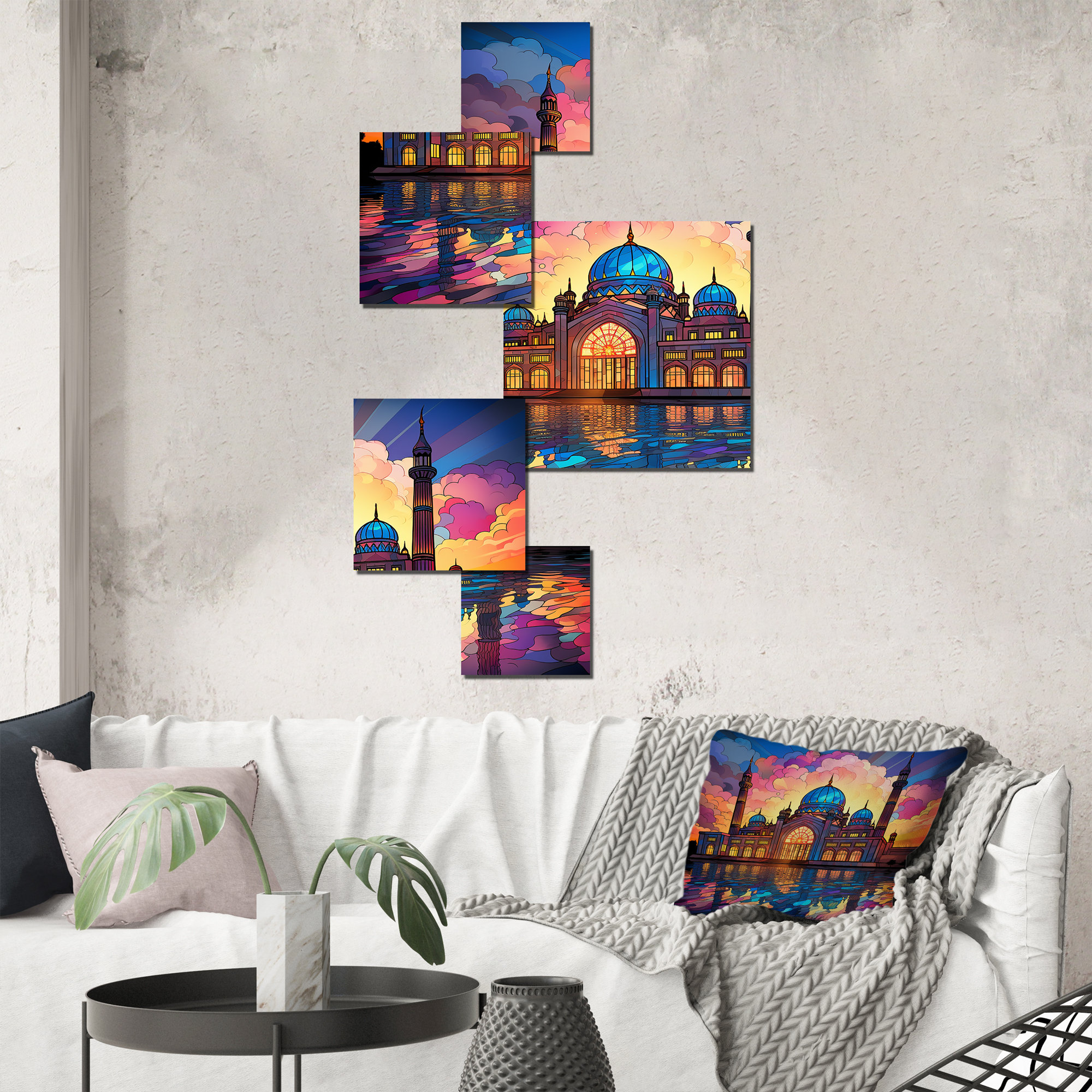 Lark Manor™ Islam Mosk In Pink 1 - Islam Square Wall Art Set Of 5 | Wayfair