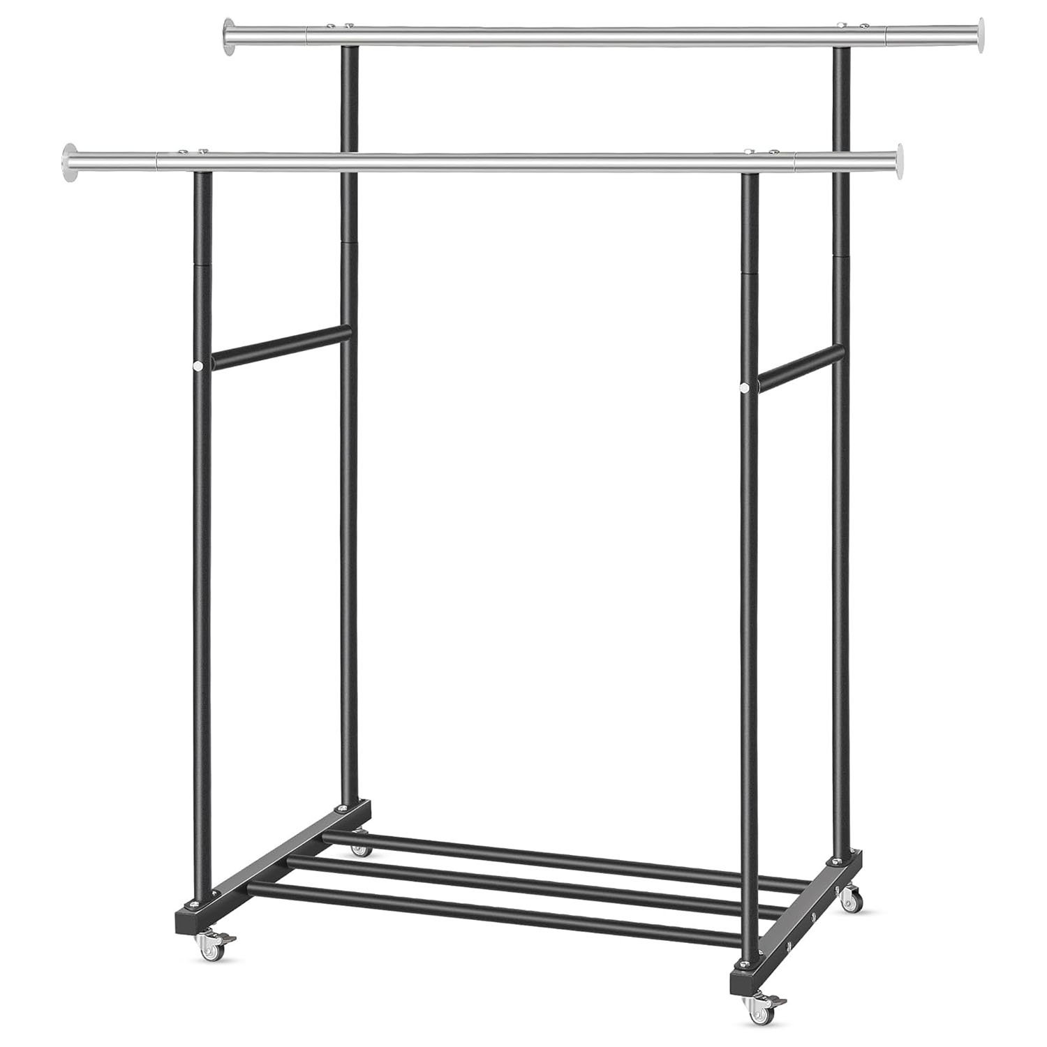 Rebrilliant Clothes Rack, Double Clothing Rack With Wheels And Extra ...