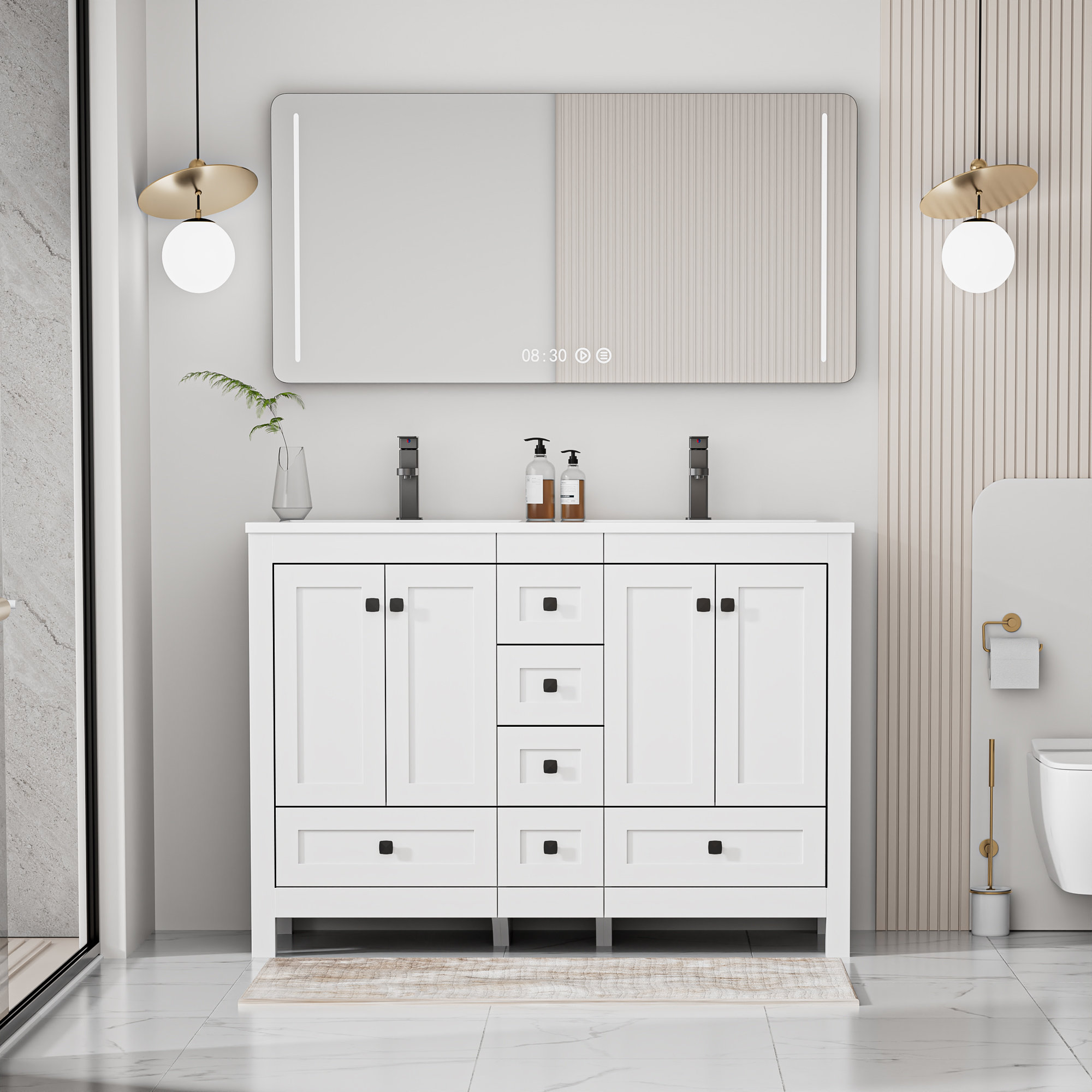 Ebern Designs Makowski Wimer 48'' Double Sink Bathroom Vanity Set With ...