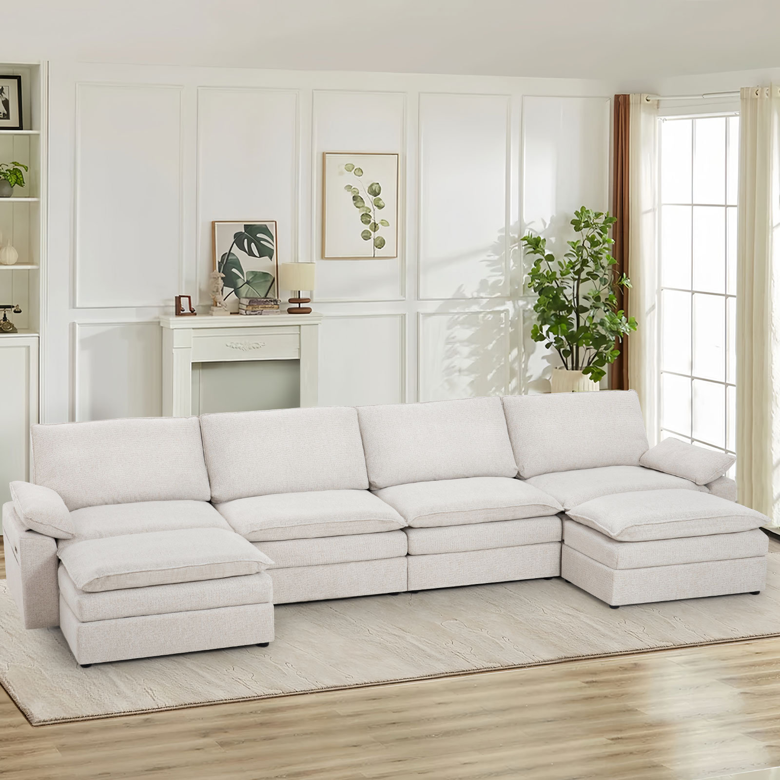 Latitude Run® 156" Oversized Deep Sofa With Usb Charge Port, Large ...