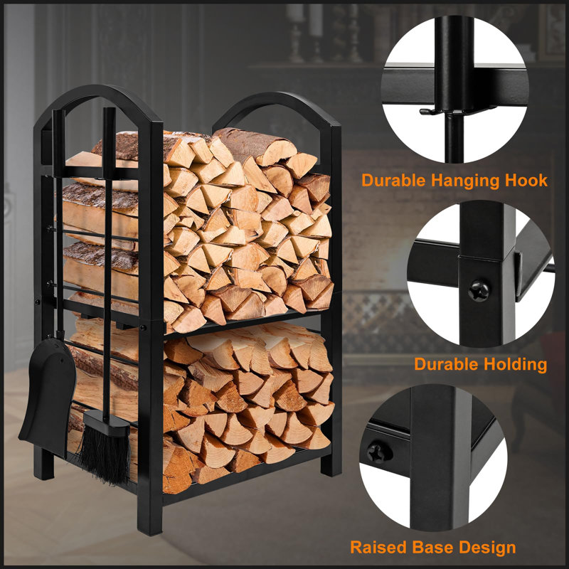 Rebrilliant Versatile Wrought Iron Firewood Rack With Tools - Space ...