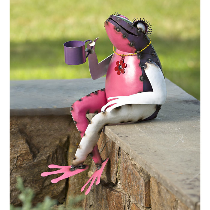 Plow & Hearth Tea Sipping Frog Garden Art & Reviews | Wayfair