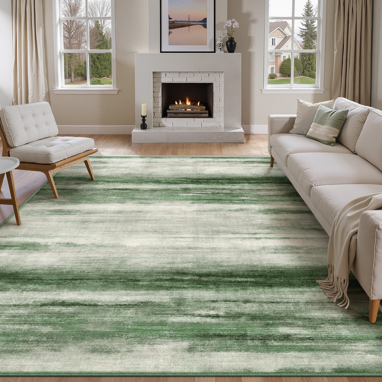 17 Stories Elroy Modern Abstract Machine Washable Area Rug With Non ...