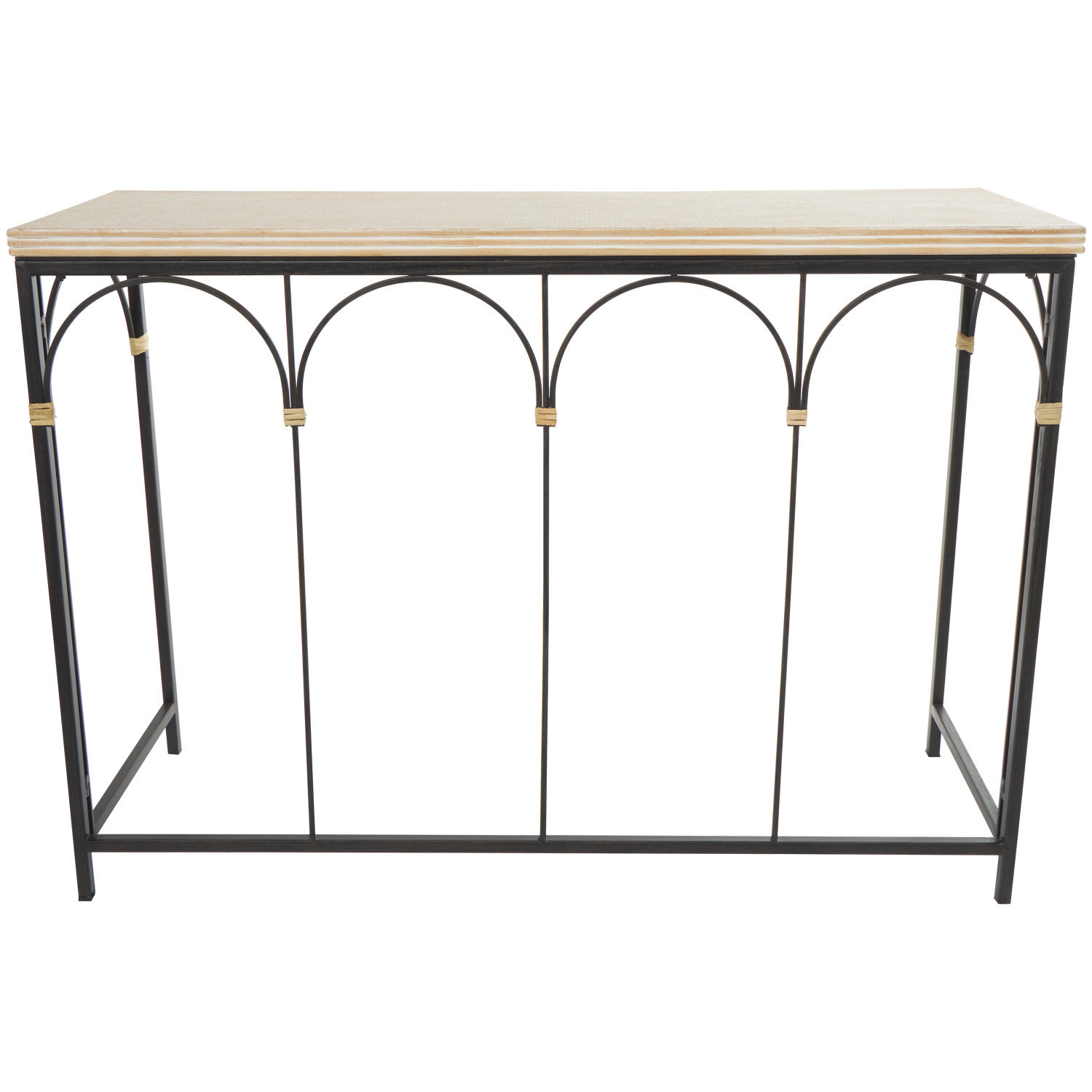 17 Stories Wooden Arched Black Console Table with Wood Zig Zag ...