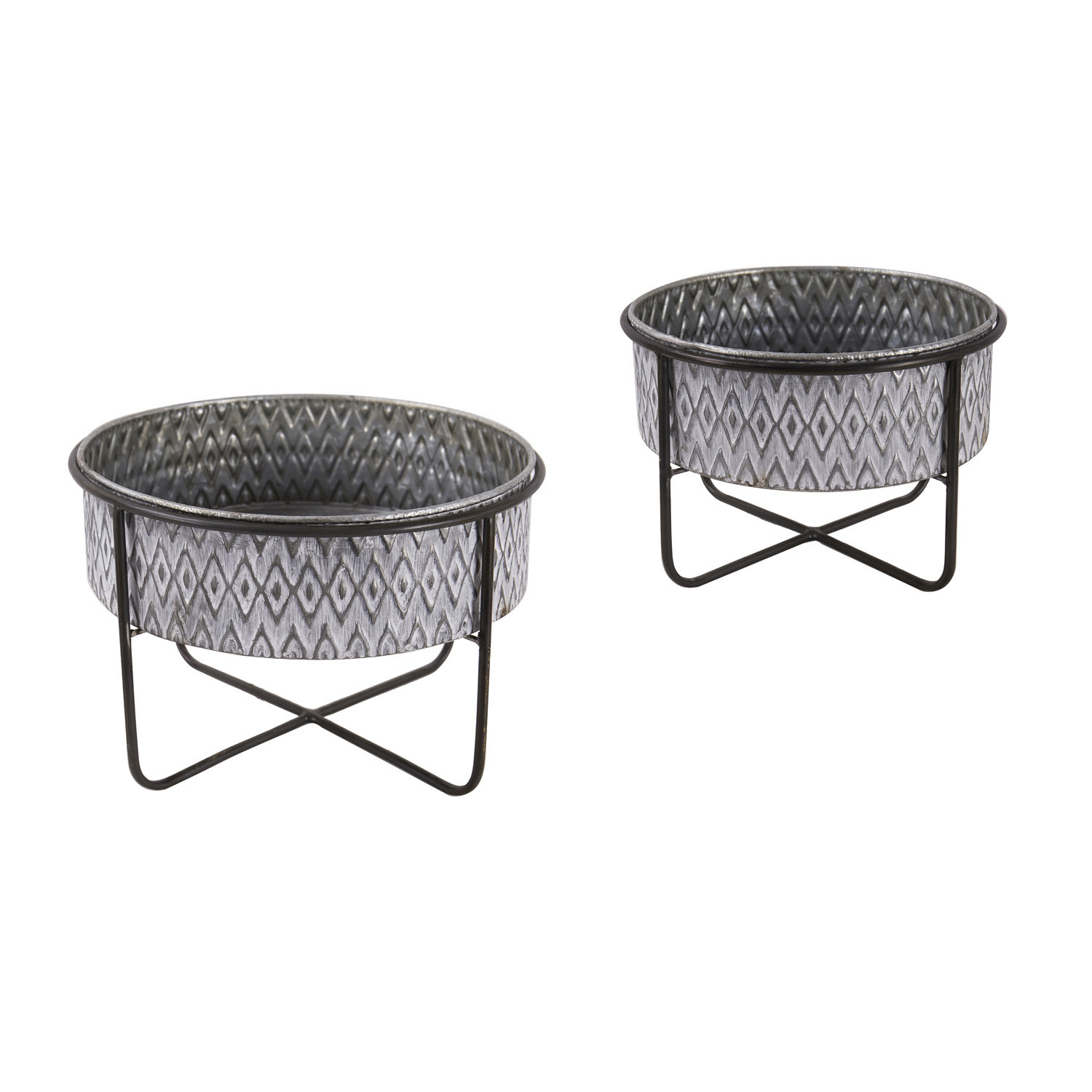 Dakota Fields 2-Piece Embossed Metal Indoor/Outdoor Planter Set ...