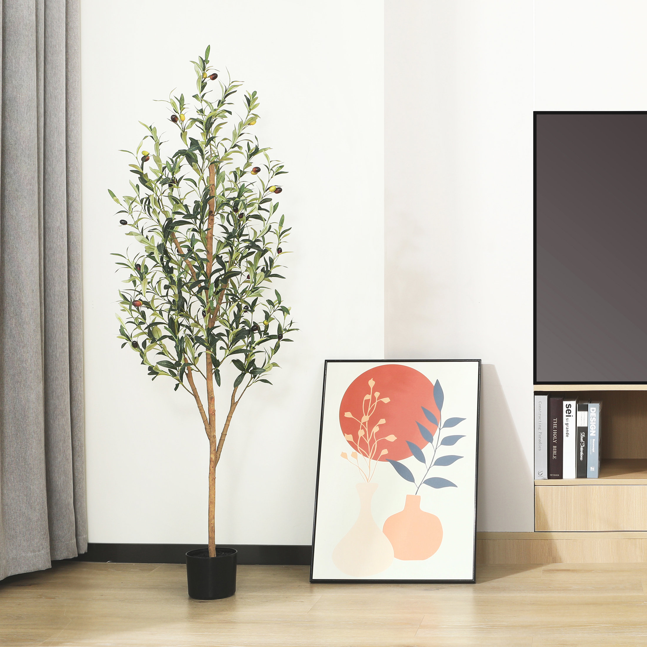 Primrue Adcock Artificial Olive Tree in Pot with Realistic Leave and ...