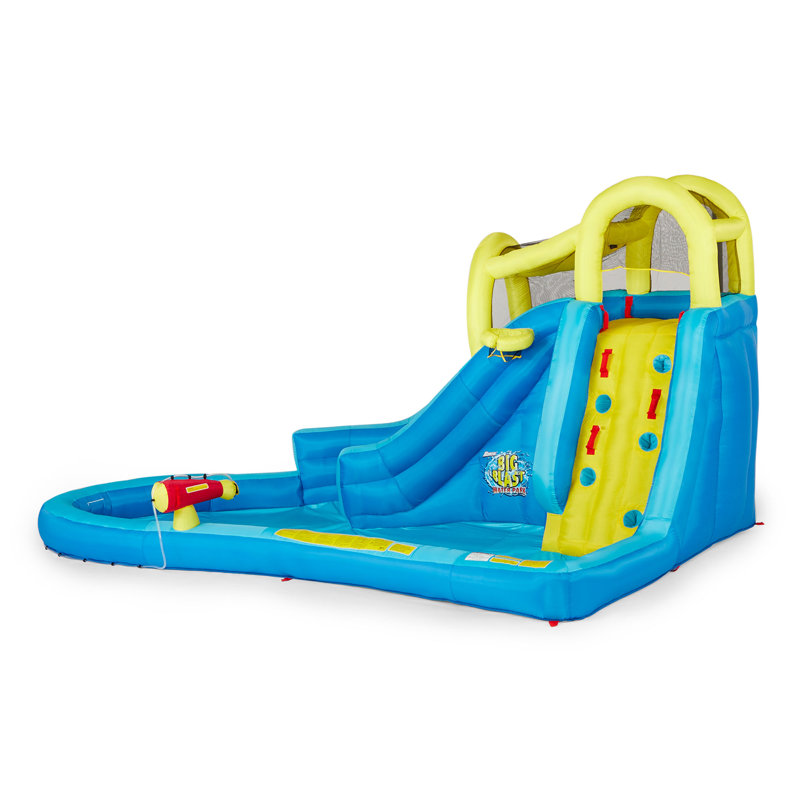Banzai Big Blast Inflatable Water Park w/ Climbing Wall, Ball Game ...