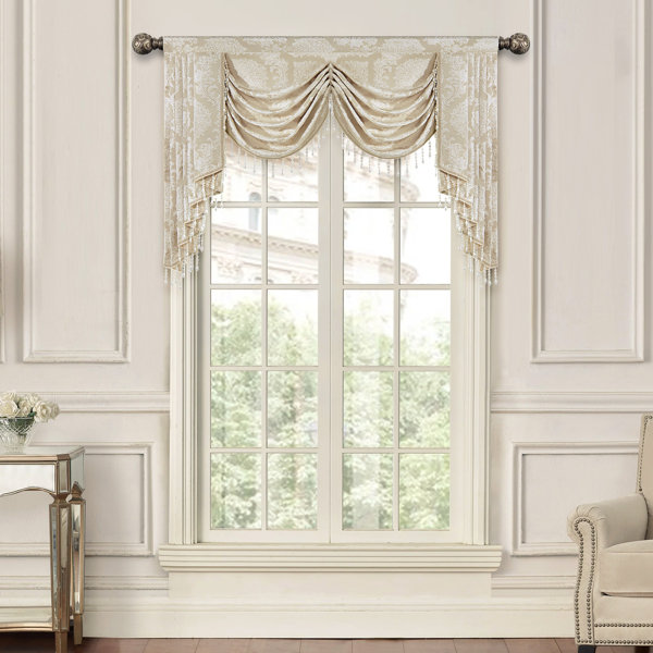 TOPLUXE Damask Window Valance in Beige | Wayfair