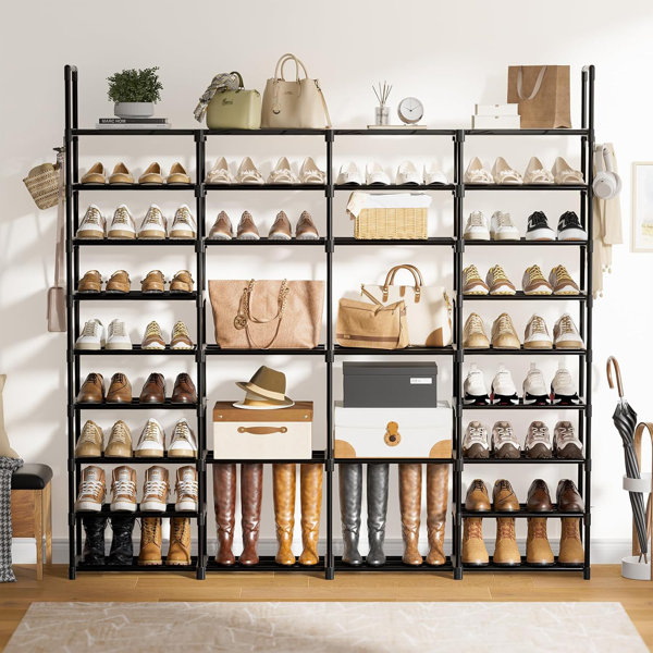 Rebrilliant 4 Row 9 Tiers Extra Large Shoe Rack 72-80 Pairs Big Tall ...