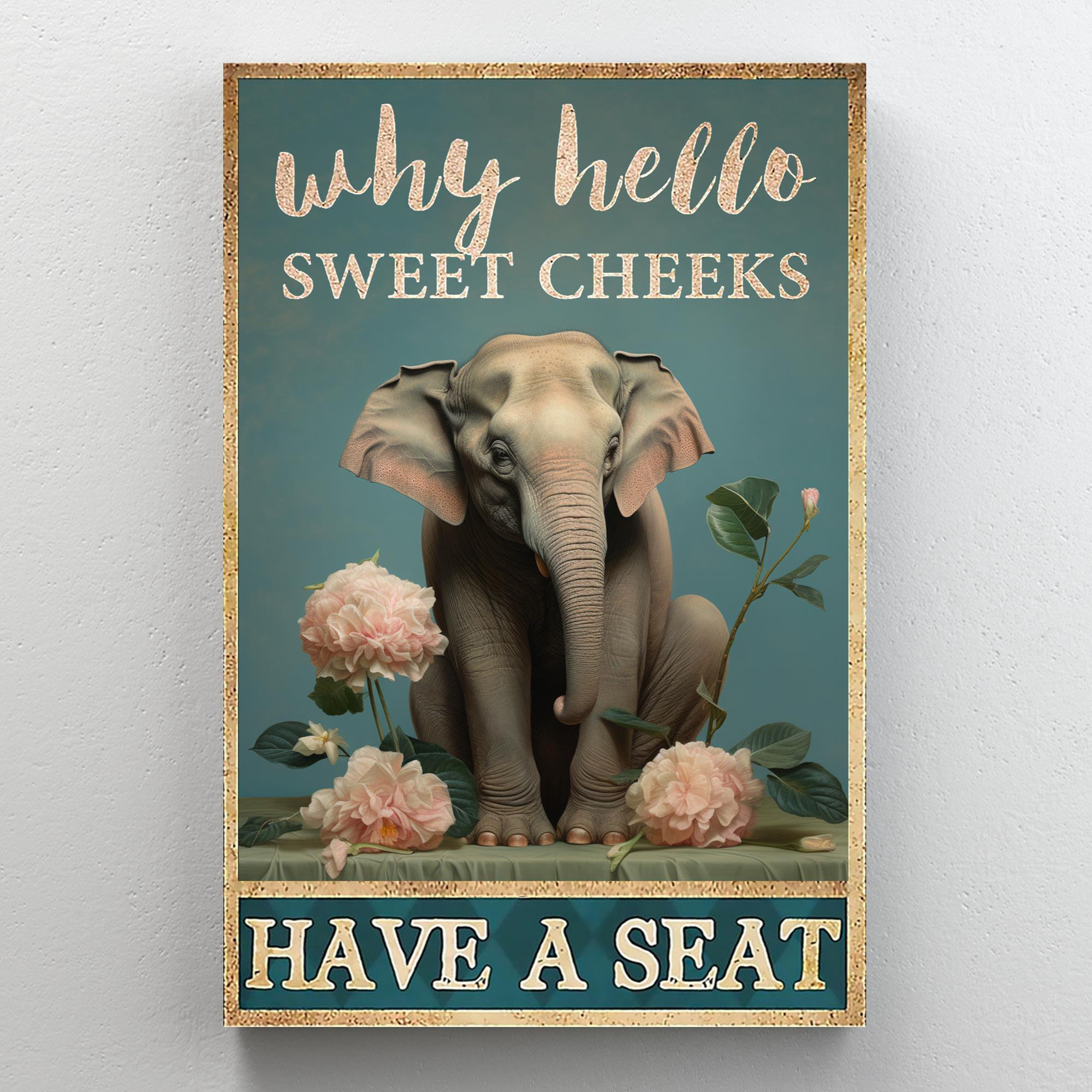 Trinx Elephant Why Hello Sweet Cheeks - 1 Piece Rectangle Graphic Art ...