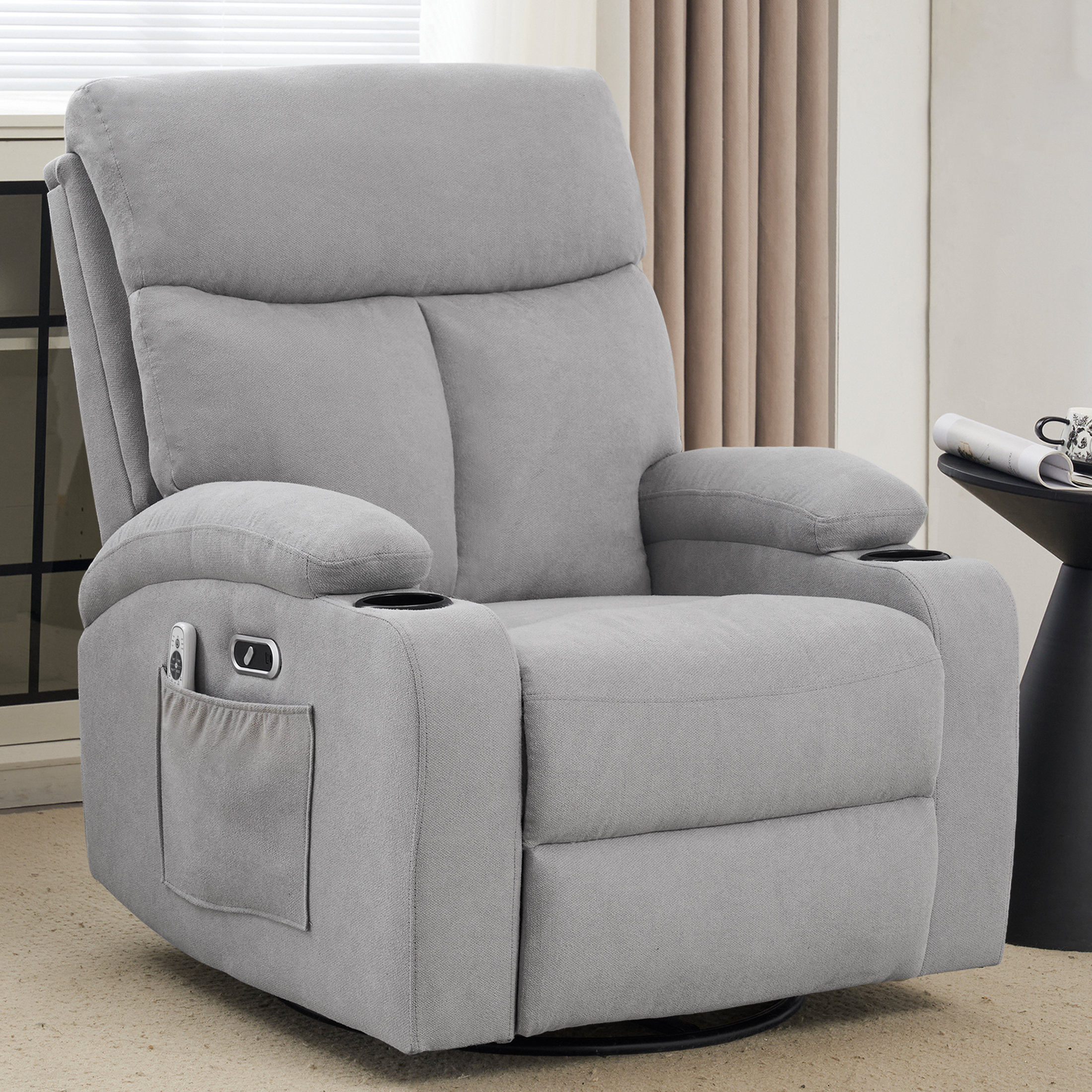 Latitude Run® Latitude Run Overstuffed Power Swivel Rocker Recliner ...