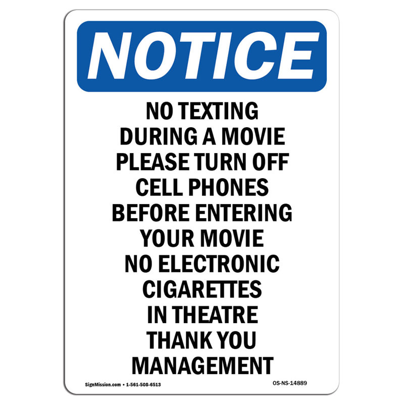 SignMission No Texting During a Movie Please Sign | Wayfair