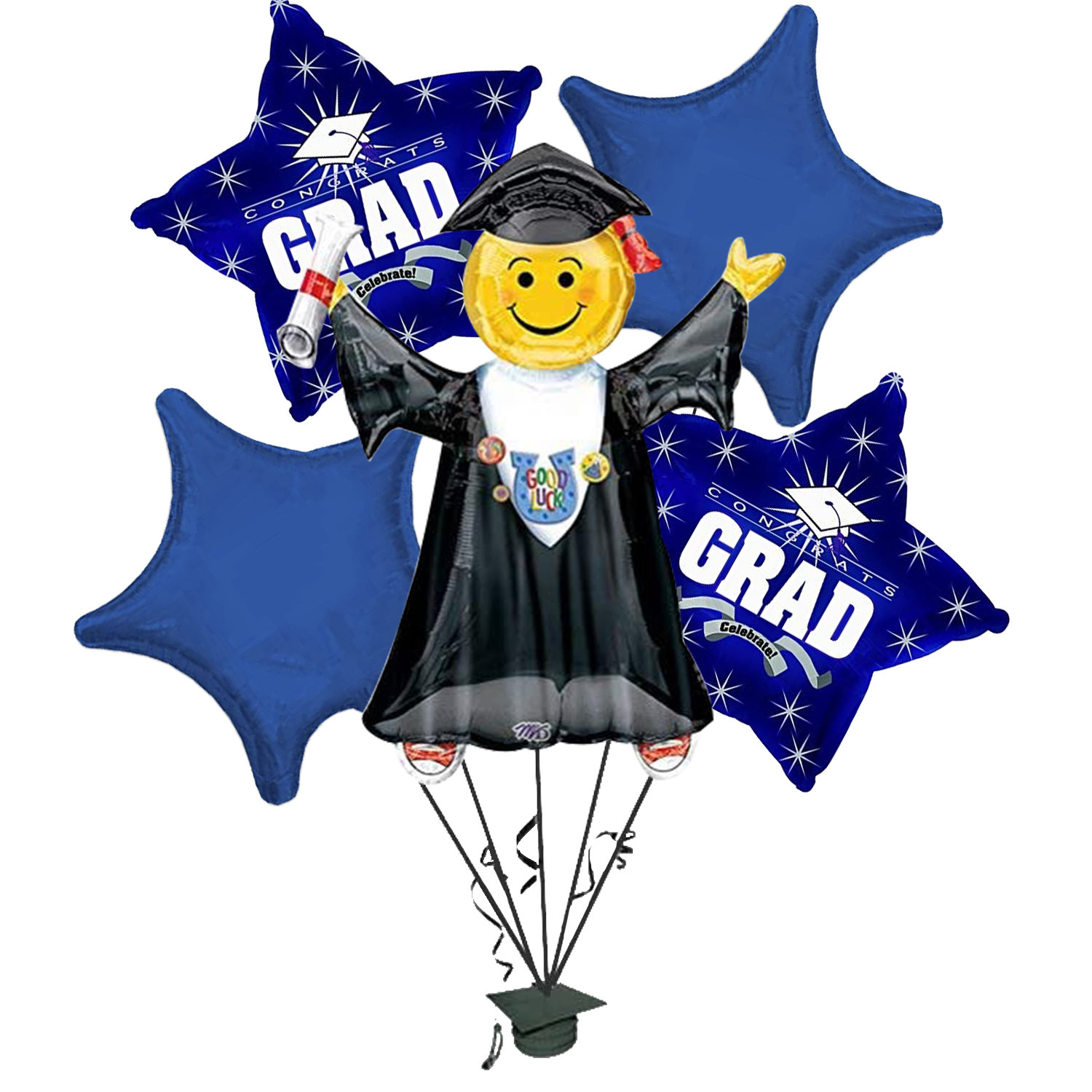 Pmu Graduation Jumping Smiley Grad Balloon Bouquet (5/Pkg) Pkg/1 | Wayfair
