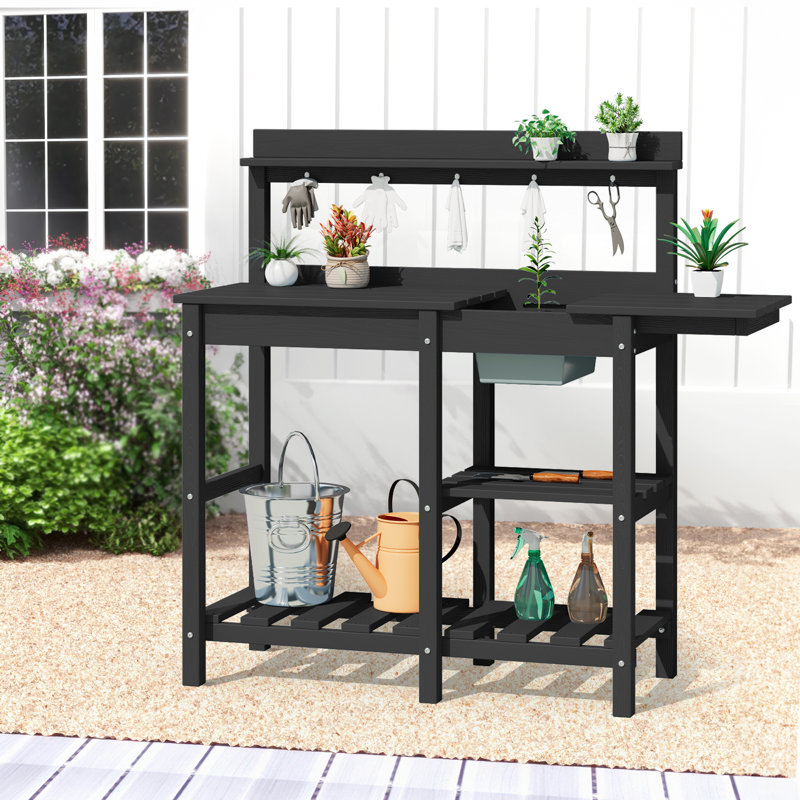 Arlmont & Co. High Density Polyethylene Ourdoor Garden Potting Bench ...