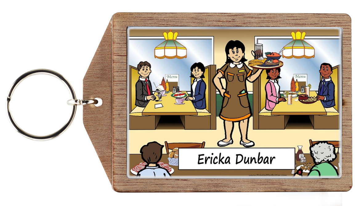 Printed Perfection Personalized Waitress, Casual Dining Wooden Key ...