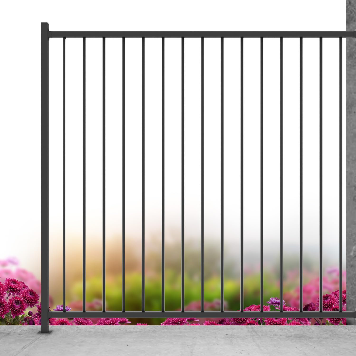 CR Home Ornamental Fence Kit, Black Circular Balusters With Middle ...