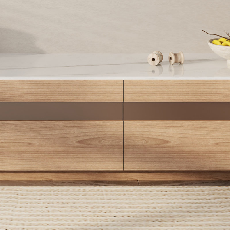 Hokku Designs Maneeta Modern Light Wood TV Stands, Stone Table-top ...