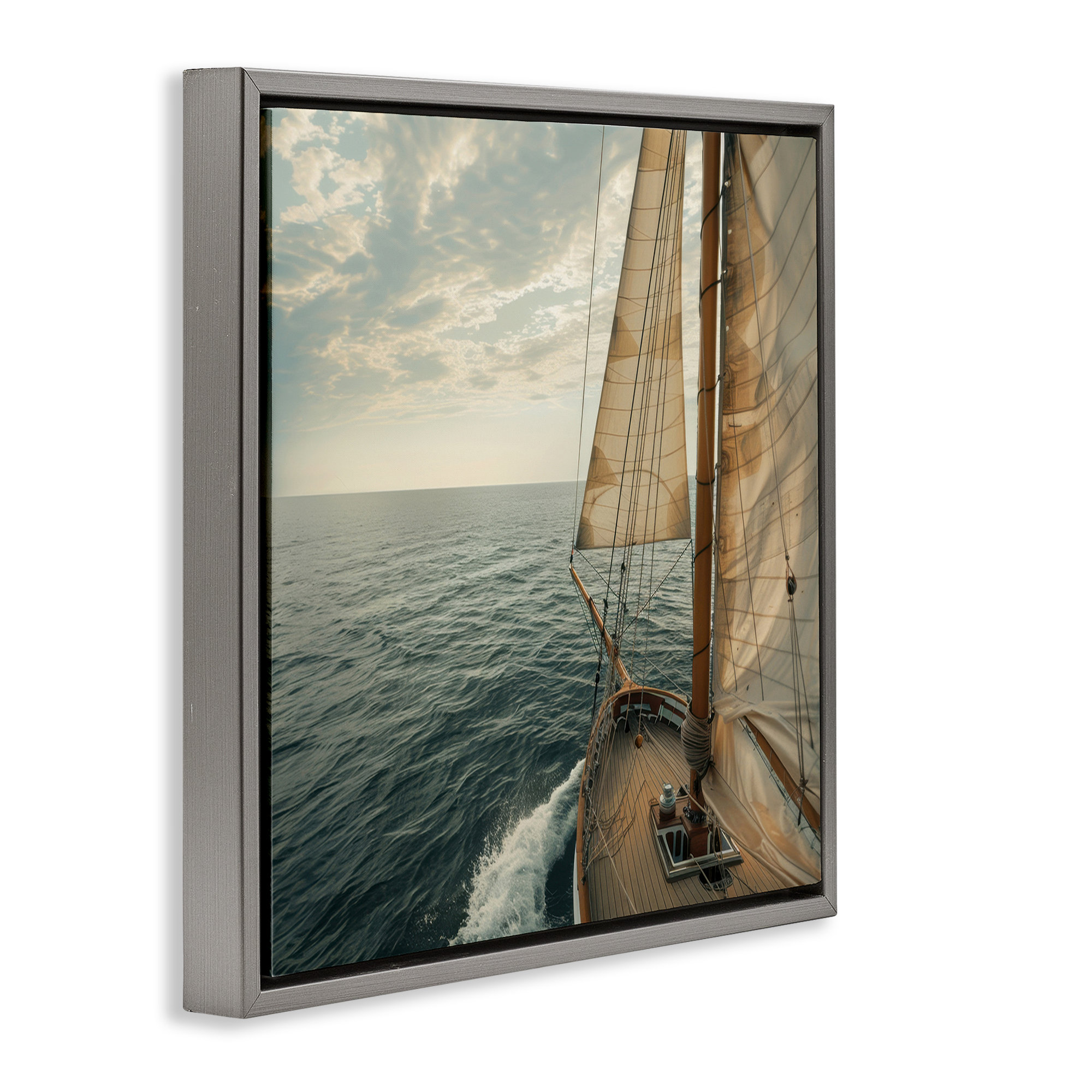 Breakwater Bay Open Sails on Sea Framed Floater Canvas Wall Art by LSR ...