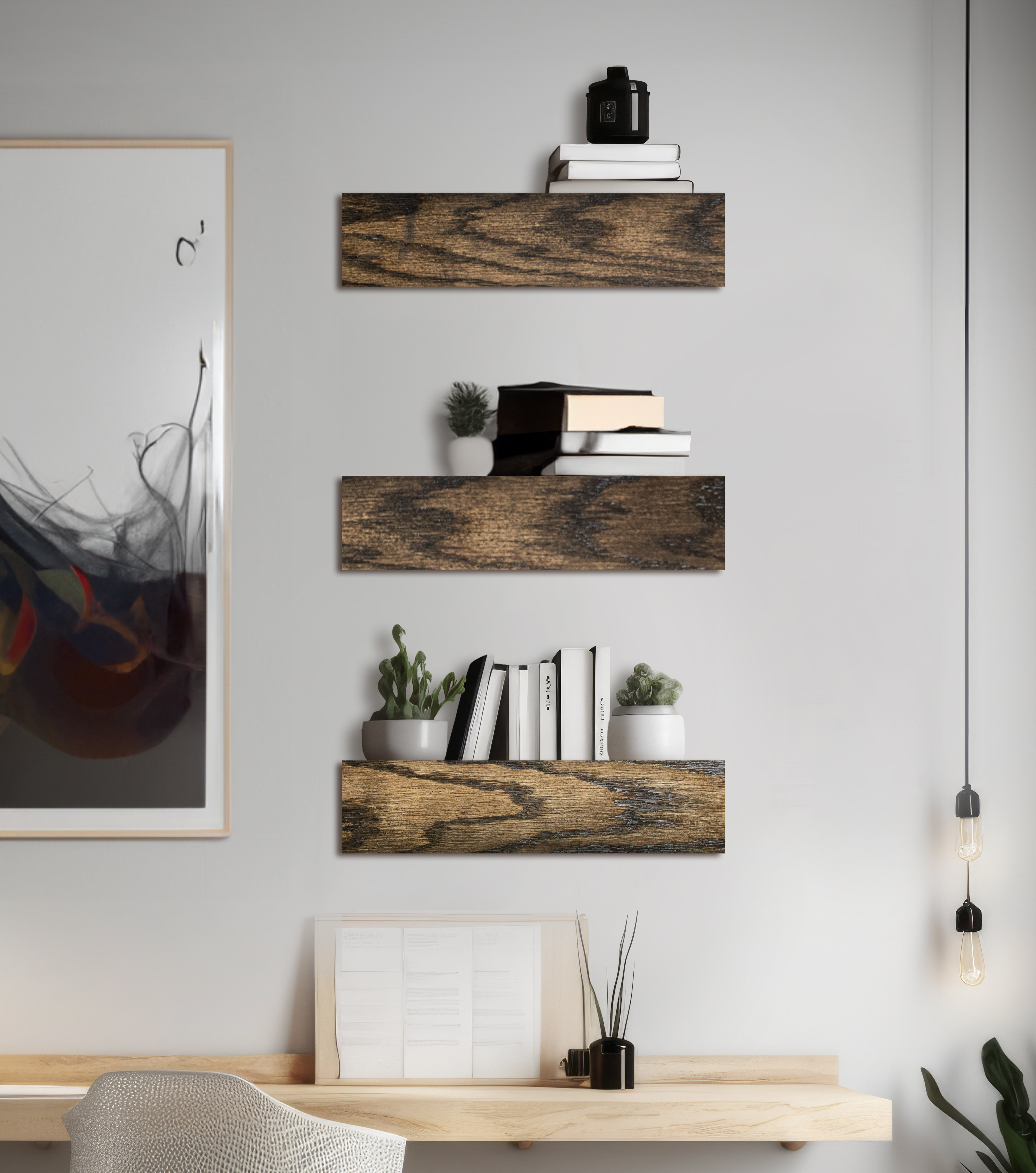 Rayne Mirrors Emerald Lee 3 Piece Oak Floating Shelf | Wayfair