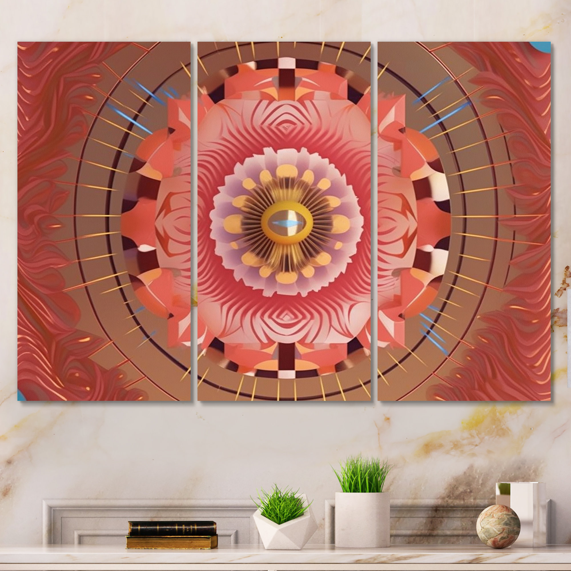 Design Art Future Minimalism Retro Pink Mandala I 3 Pieces - Wayfair Canada