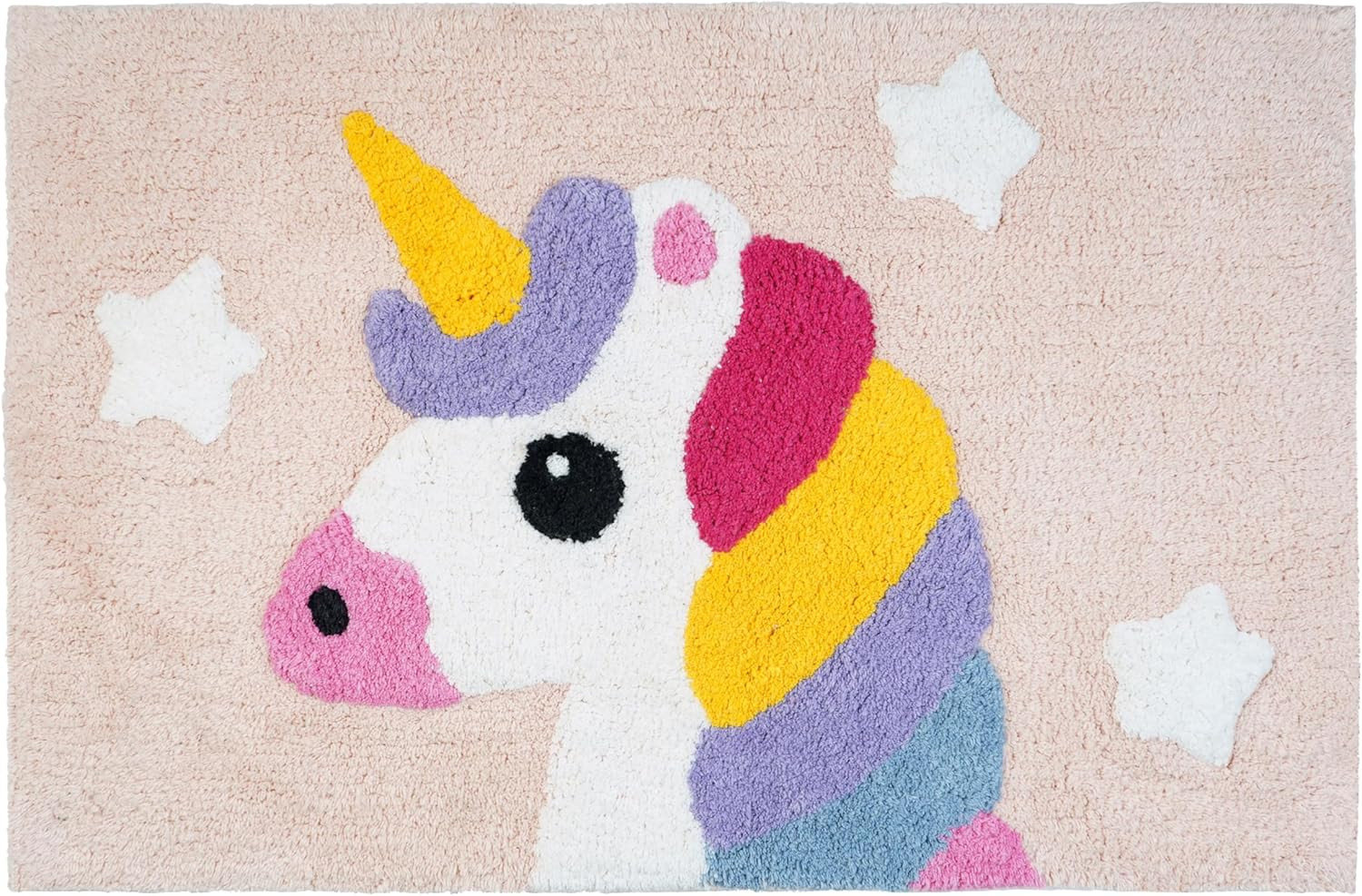 Ebern Designs 32" Pink And Yellow Cotton Unicorns Youthful Bath Rug ...