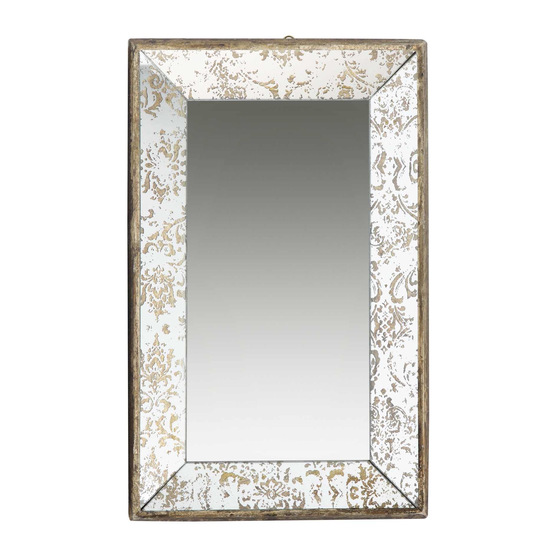 August Grove® 20" X 12" Antique Silver Rectangle Mirror With Floral ...