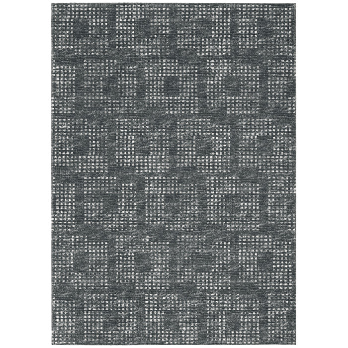 Corrigan Studio® Contemporary Black Houndstooth 5'' X 7''6" Area Rug ...