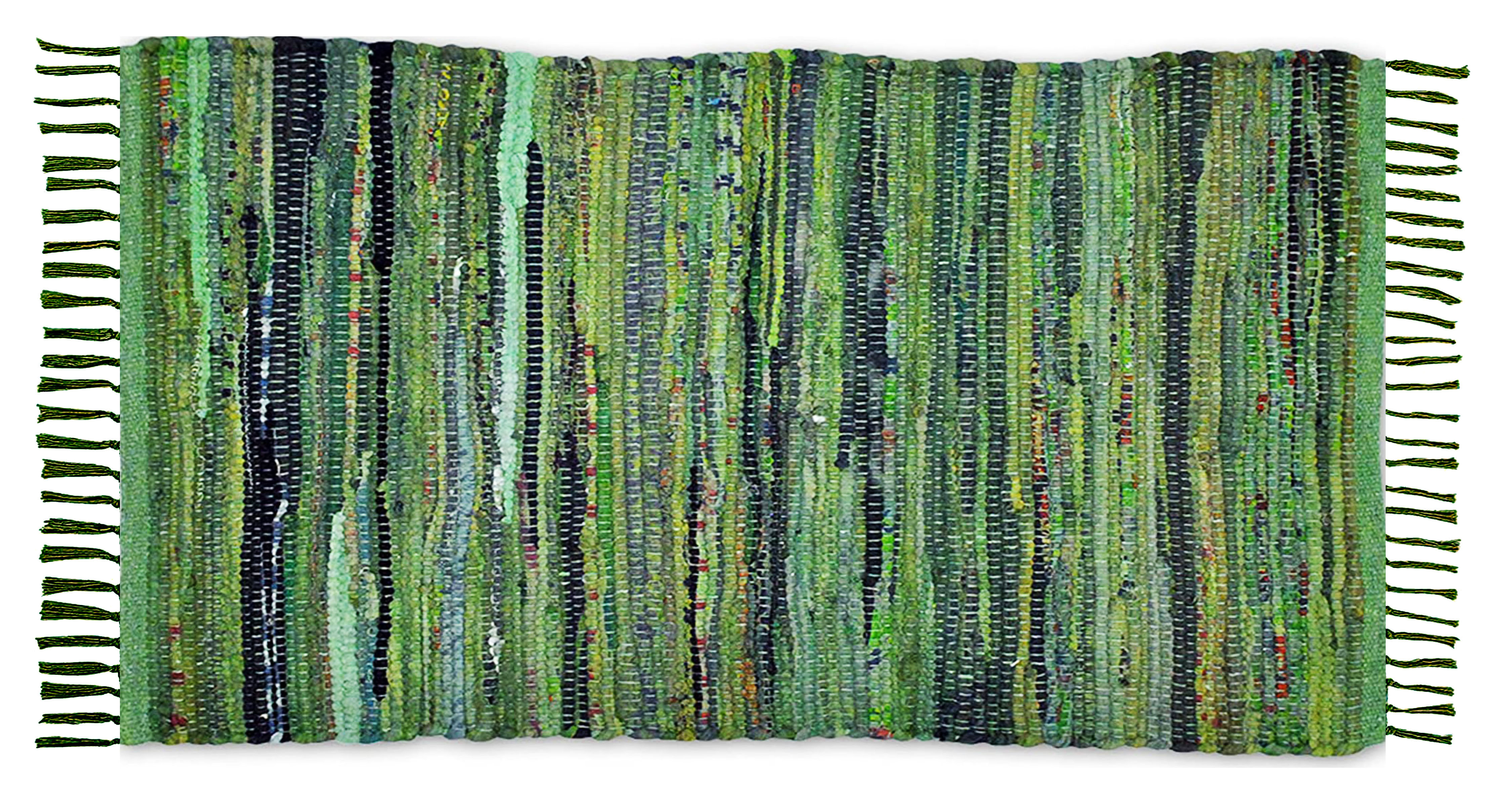 Bungalow Rose Cotton Rag Rug 24''X36''- Multicolor Chindi Rug - Hand ...