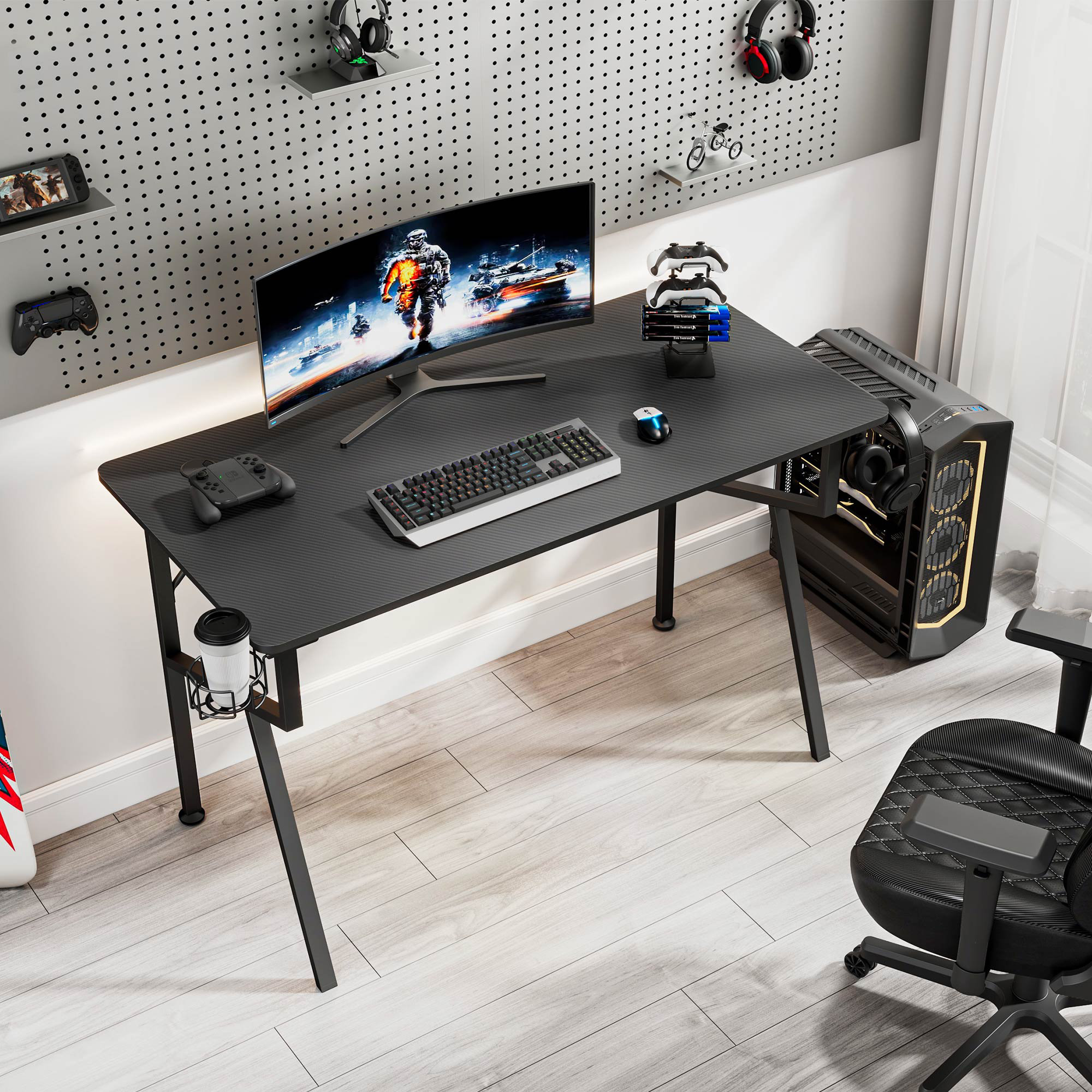 Eureka Ergonomic Captain 63 inch Gaming Desk , K Shaped Large Gaming ...