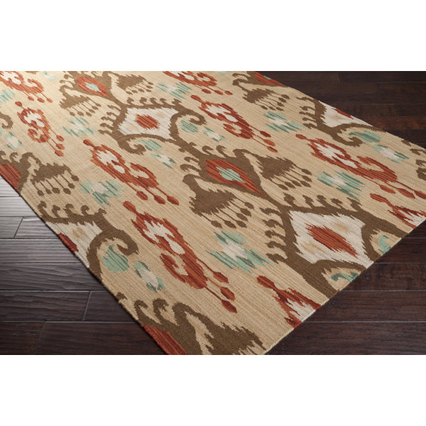 Bungalow Rose Glasco Handmade Flatweave Wool Brown/Red Rug | Wayfair