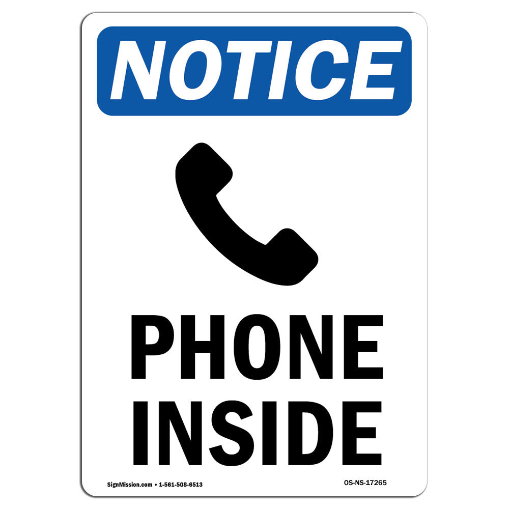 SignMission OSHA Notice - Phone Inside Sign With Symbol | Heavy Duty ...
