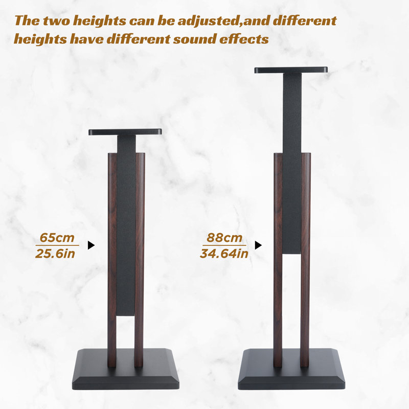 Ivy Bronx Wooden Adjustable Height Speaker Stands | Wayfair