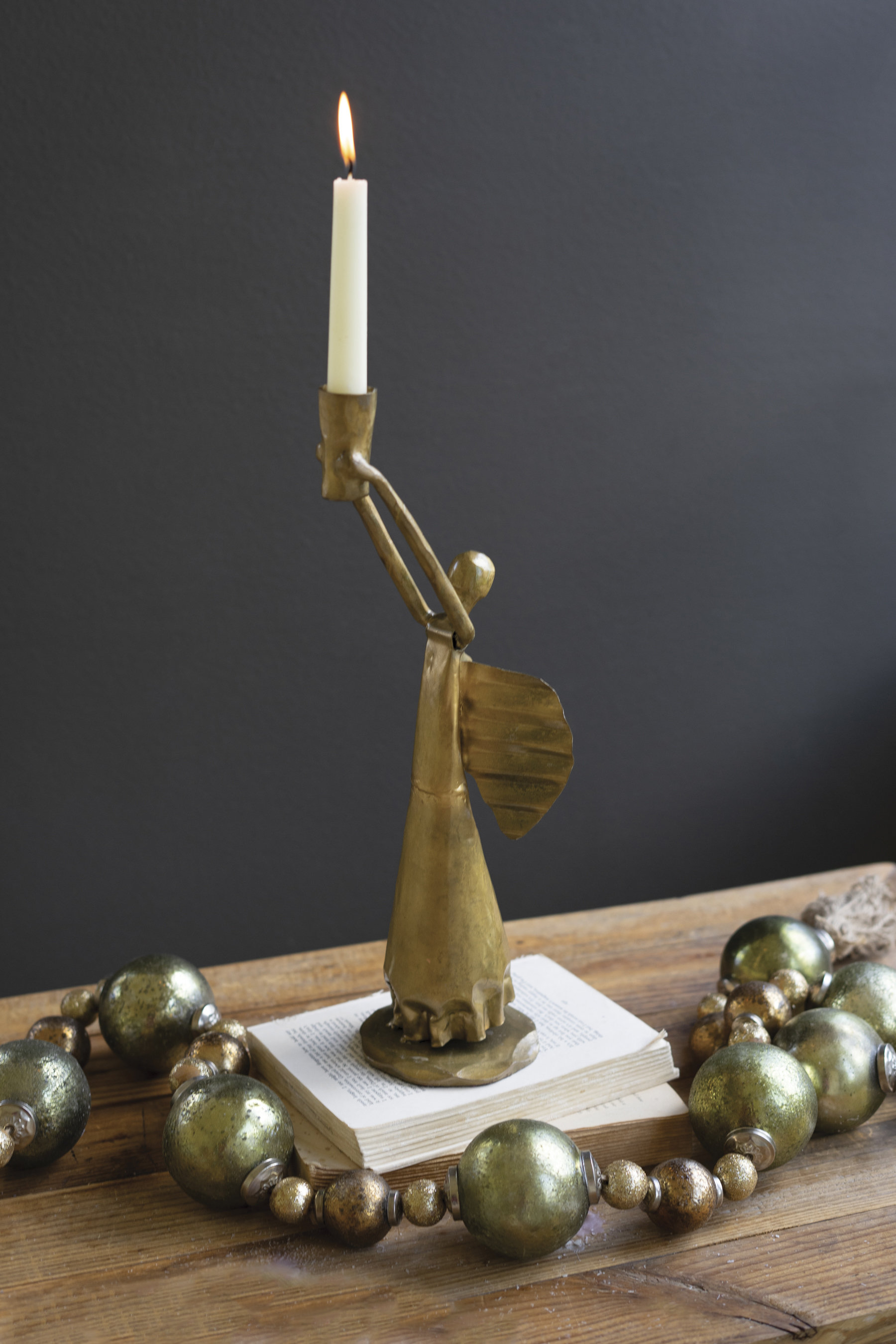 Arlmont & Co. METAL CHRISTMAS ANGEL TAPER CANDLE HOLDER - ANTIQUE GOLD ...