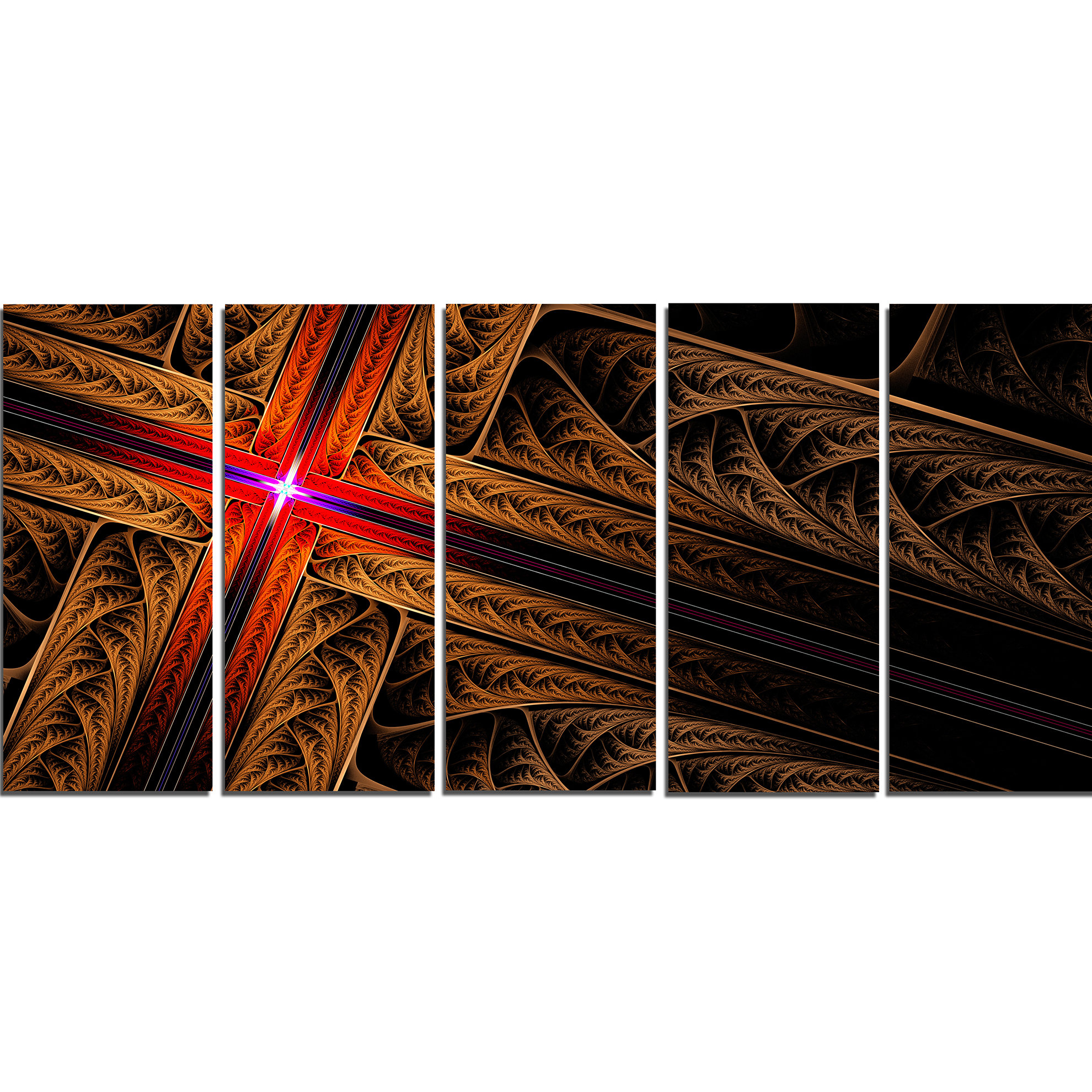 Design Art 'Golden Fractal Cross Design' Graphic Art Print Multi-Piece ...