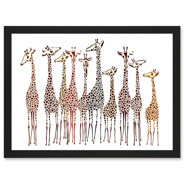 Latitude Vive 10 Giraffes Illustration - Single Picture Frame Print ...
