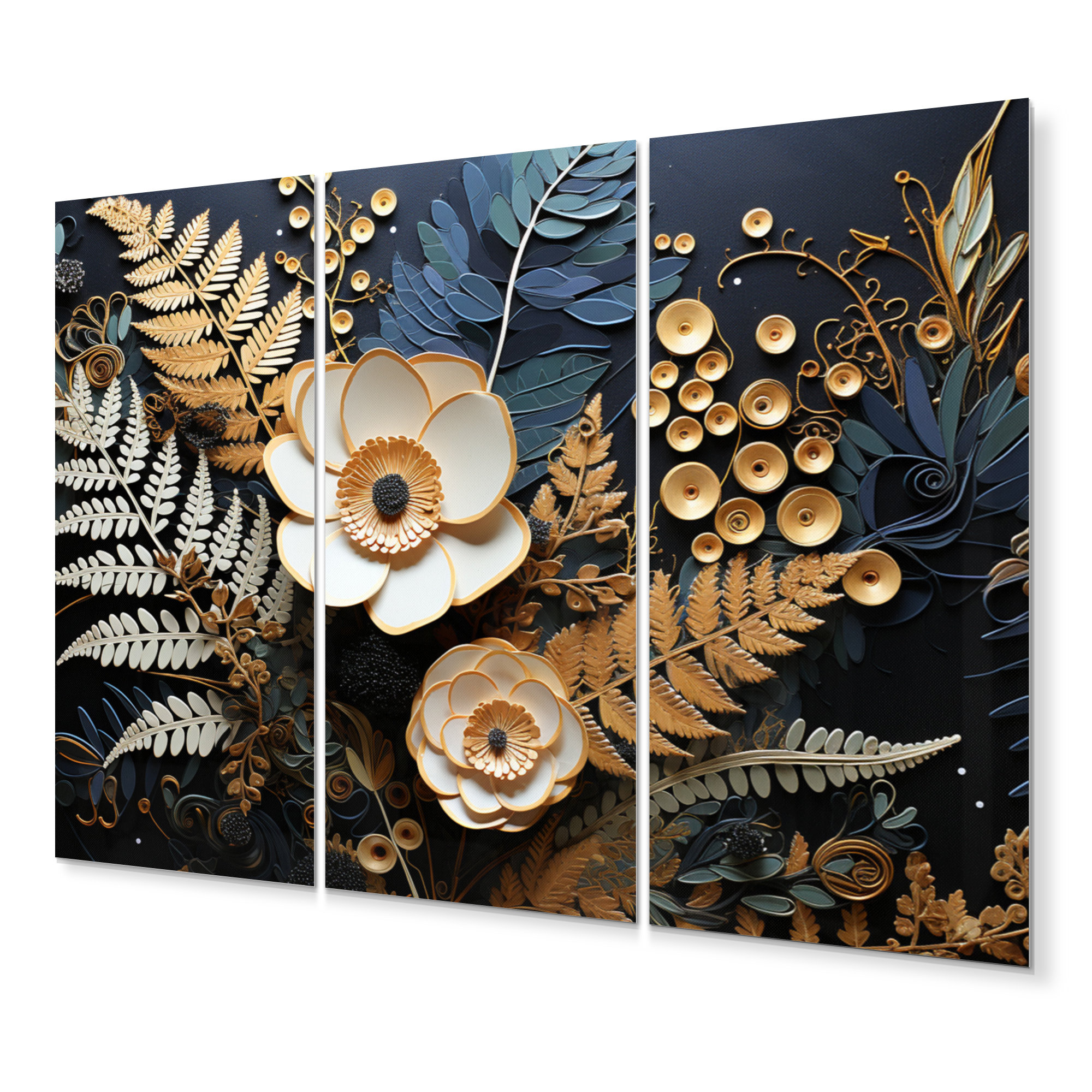 House of Hampton Ferns Copper Elegance I - Floral Metal Wall Decor Set ...