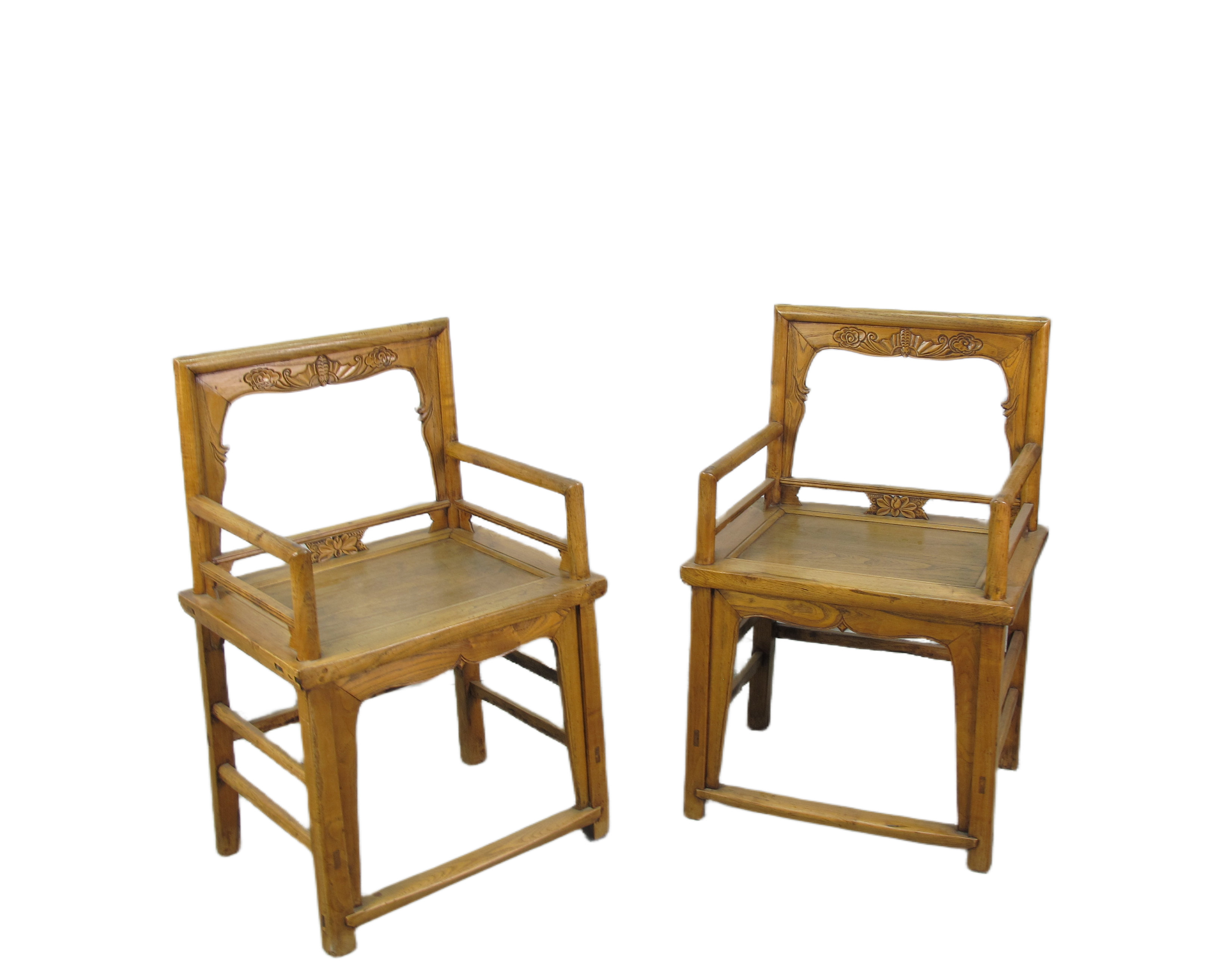 DYAG East Asian Classic Solid Wood Low Back Arm Chair in Light Brown ...