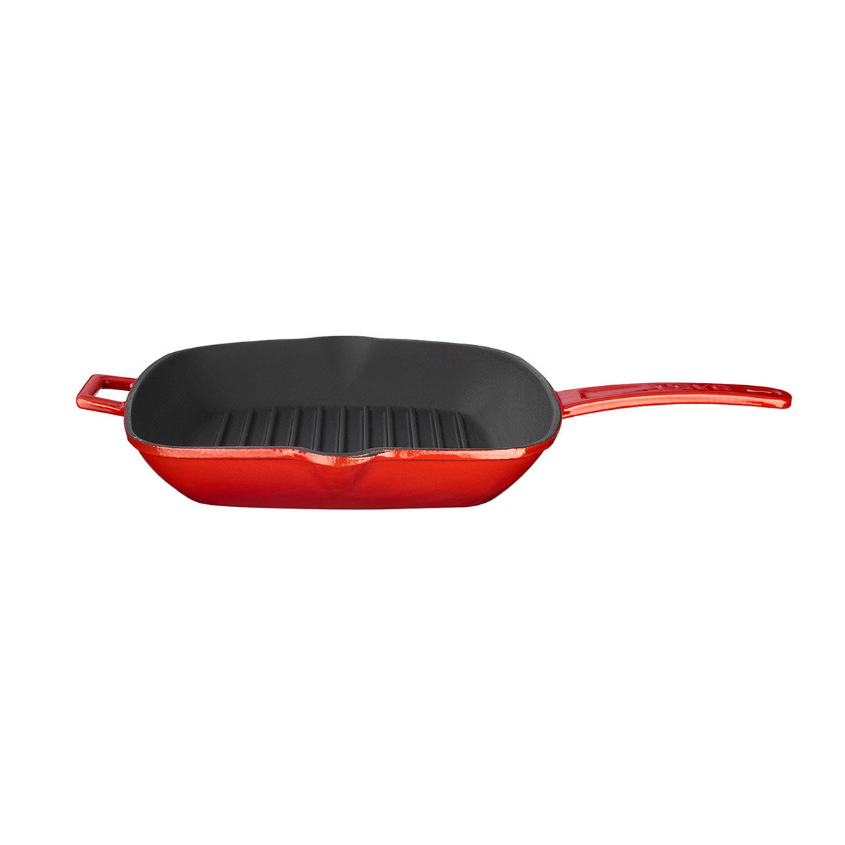 LAVA CAST IRON Lava Enameled Cast Iron Grill Pan with Red Assist Handle ...