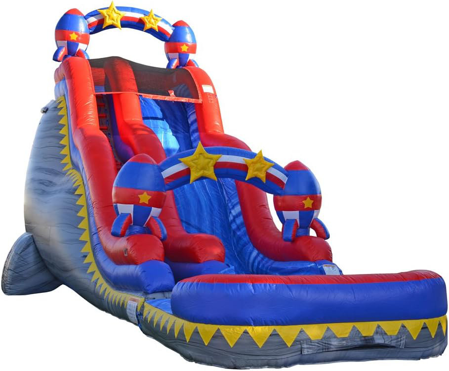 JumpOrange 24 FT Rocket Double Drop Water Slide with Detachable Deep ...
