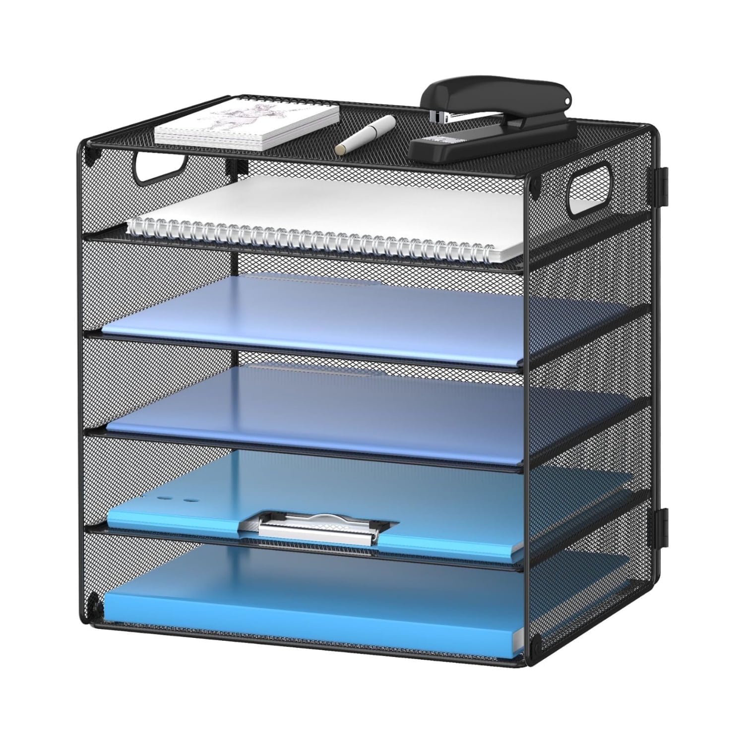 Ivy Bronx 5 Tier Metal File Organizer With Handle, Paper Letter Tray ...