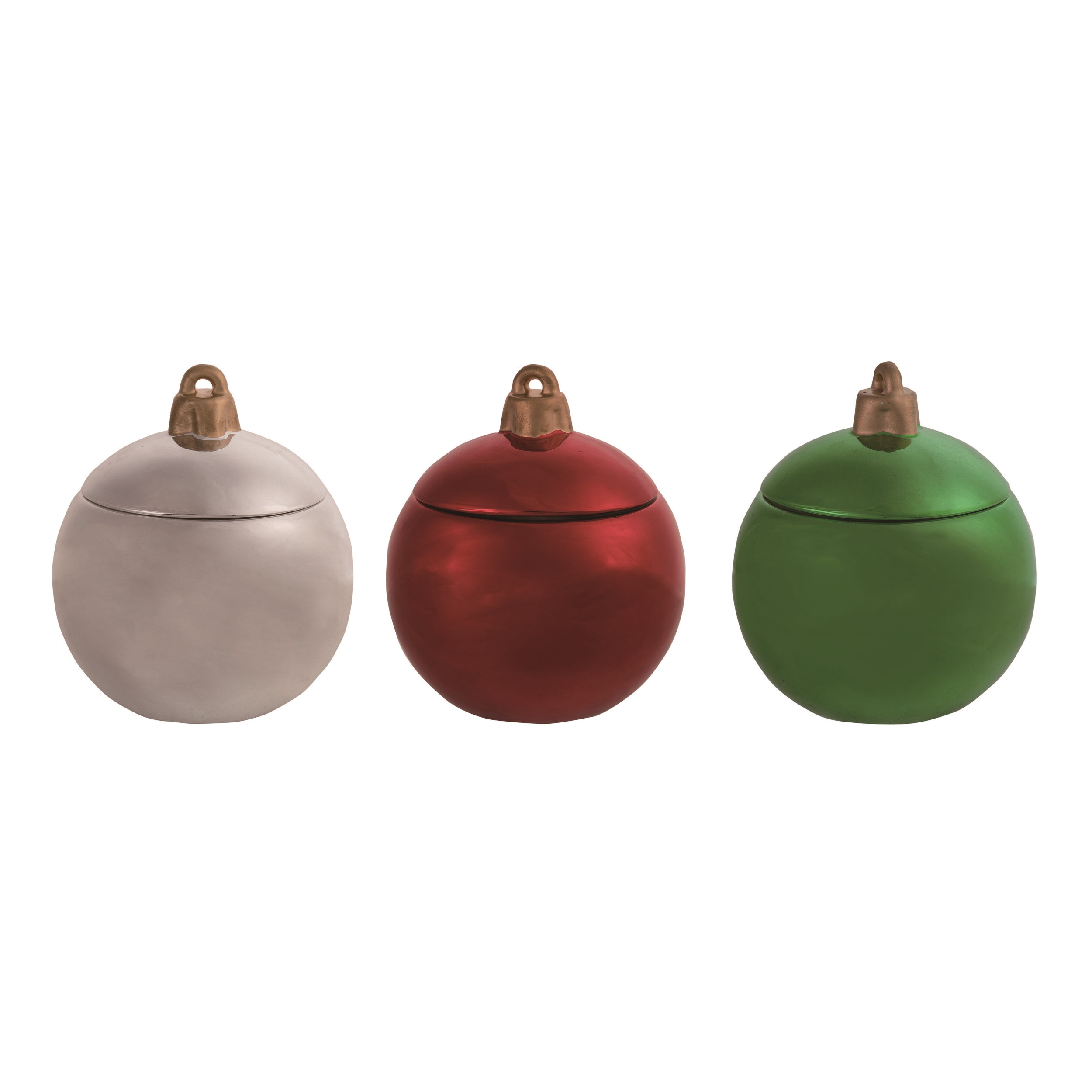 The Holiday Aisle® Ceramic Ornament Container Set of 3 Christmas Home ...