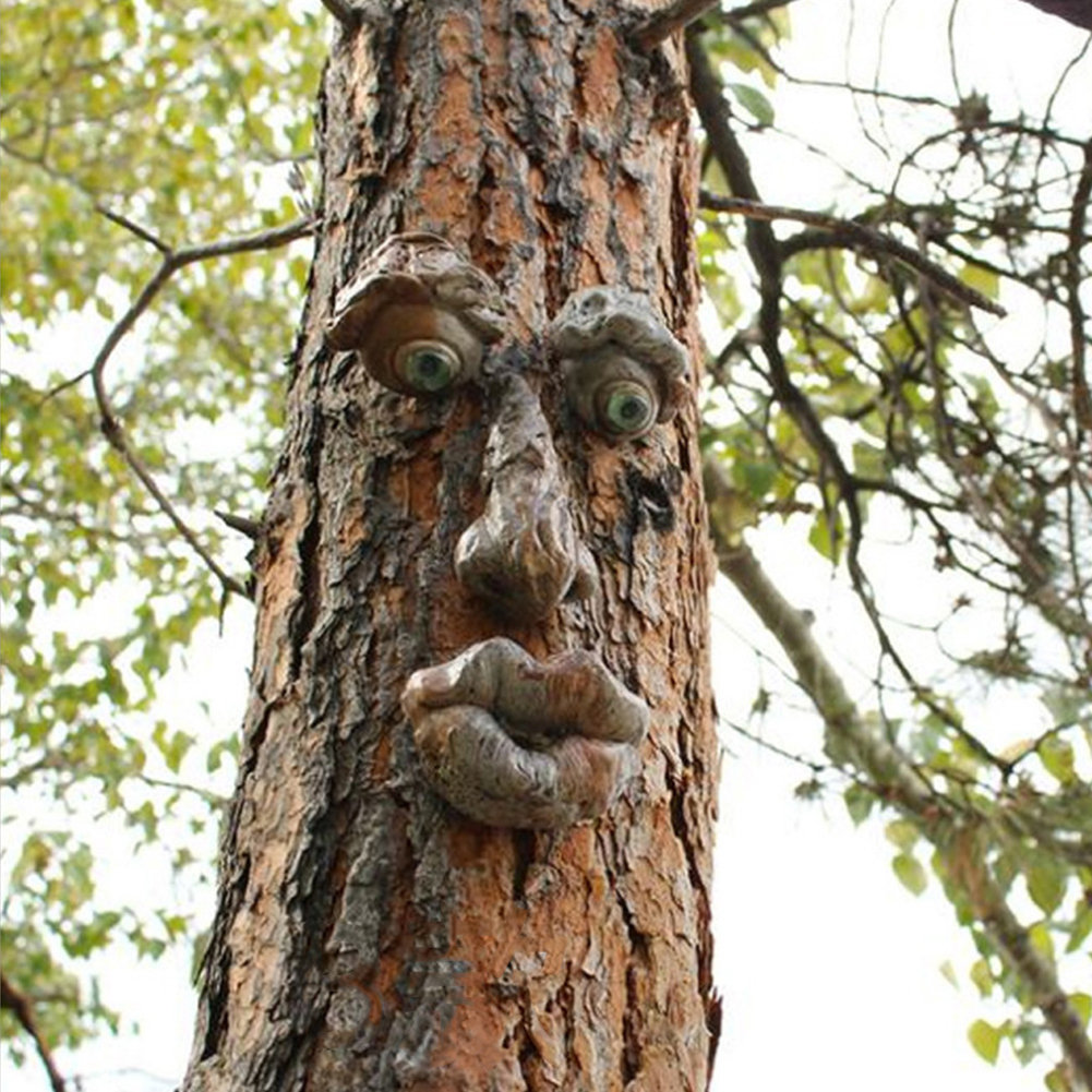 Arlmont & Co. 2X Tree Faces Outdoor Old Man Feeder Tree Hugger Statues ...