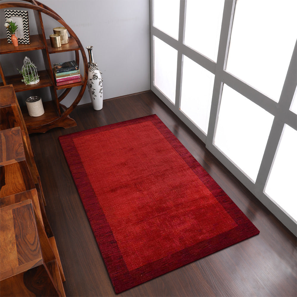 Hokku Designs Hand Knotted Loom Wool Eco-Friendly Area Rugs - Red Color ...