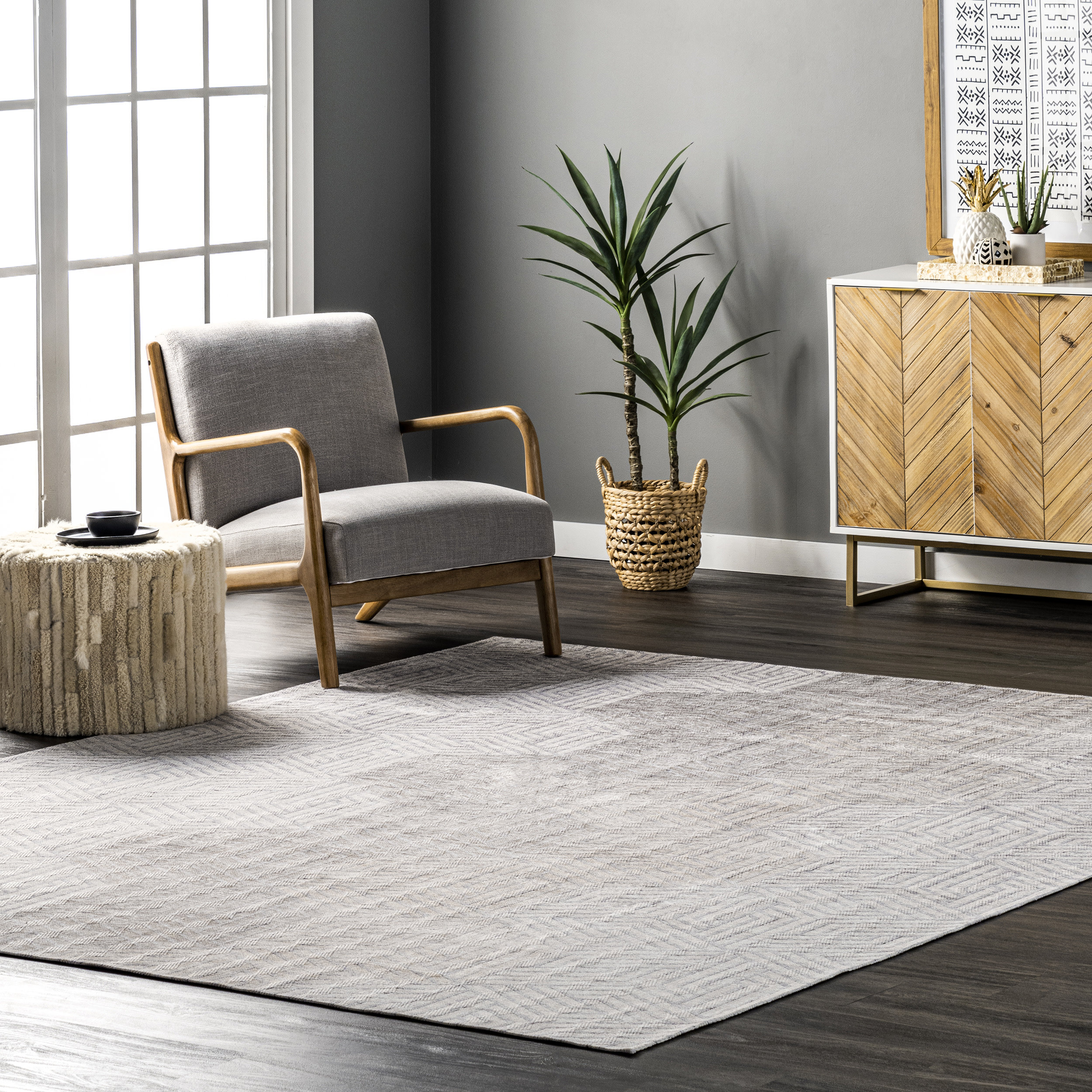 Wade Logan Adeline Geometric Machine Washable Area Rug for Living Room ...