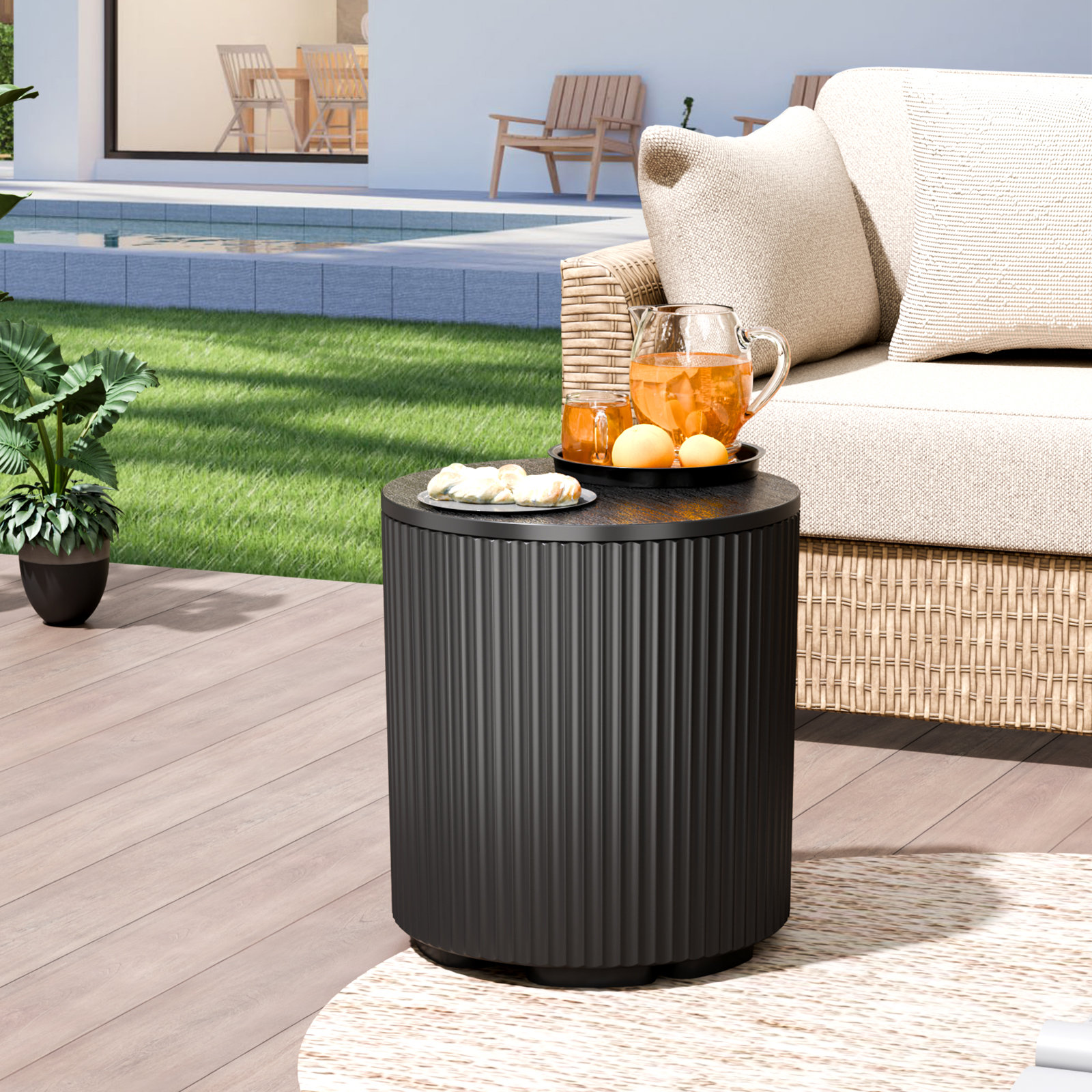 Glasflength 16.65''outdoor Cooler Side Table - 2 In 1, Portable Ice ...
