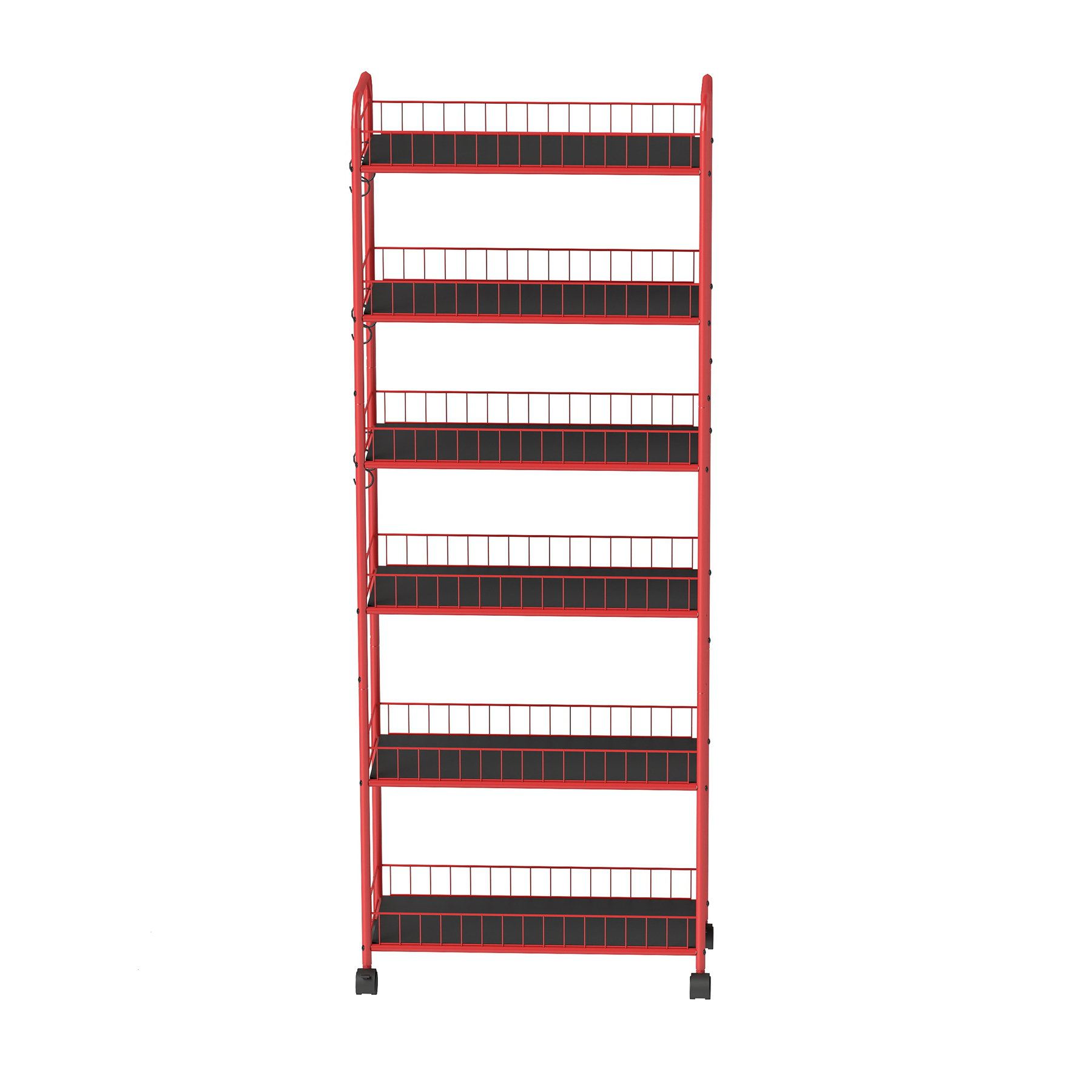 Rebrilliant Red 6 Tier Slim Rolling Storage Cart, Mobile Shelving Unit ...