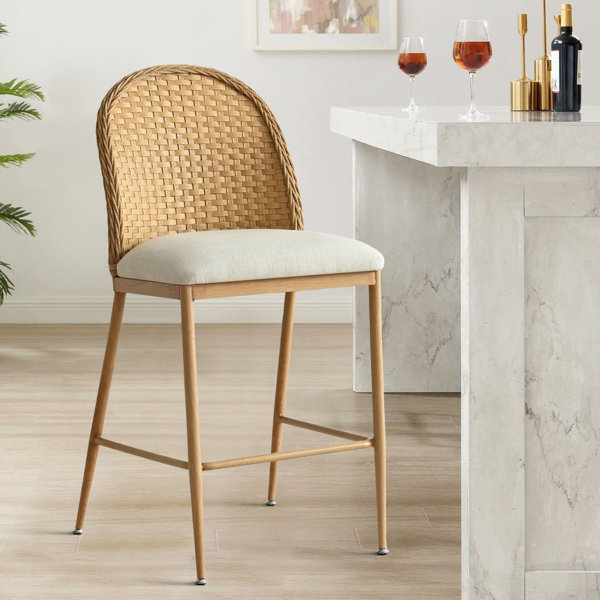 Bay Isle Home™ Coastal 25.5" Rattan Counter Stool | Wayfair