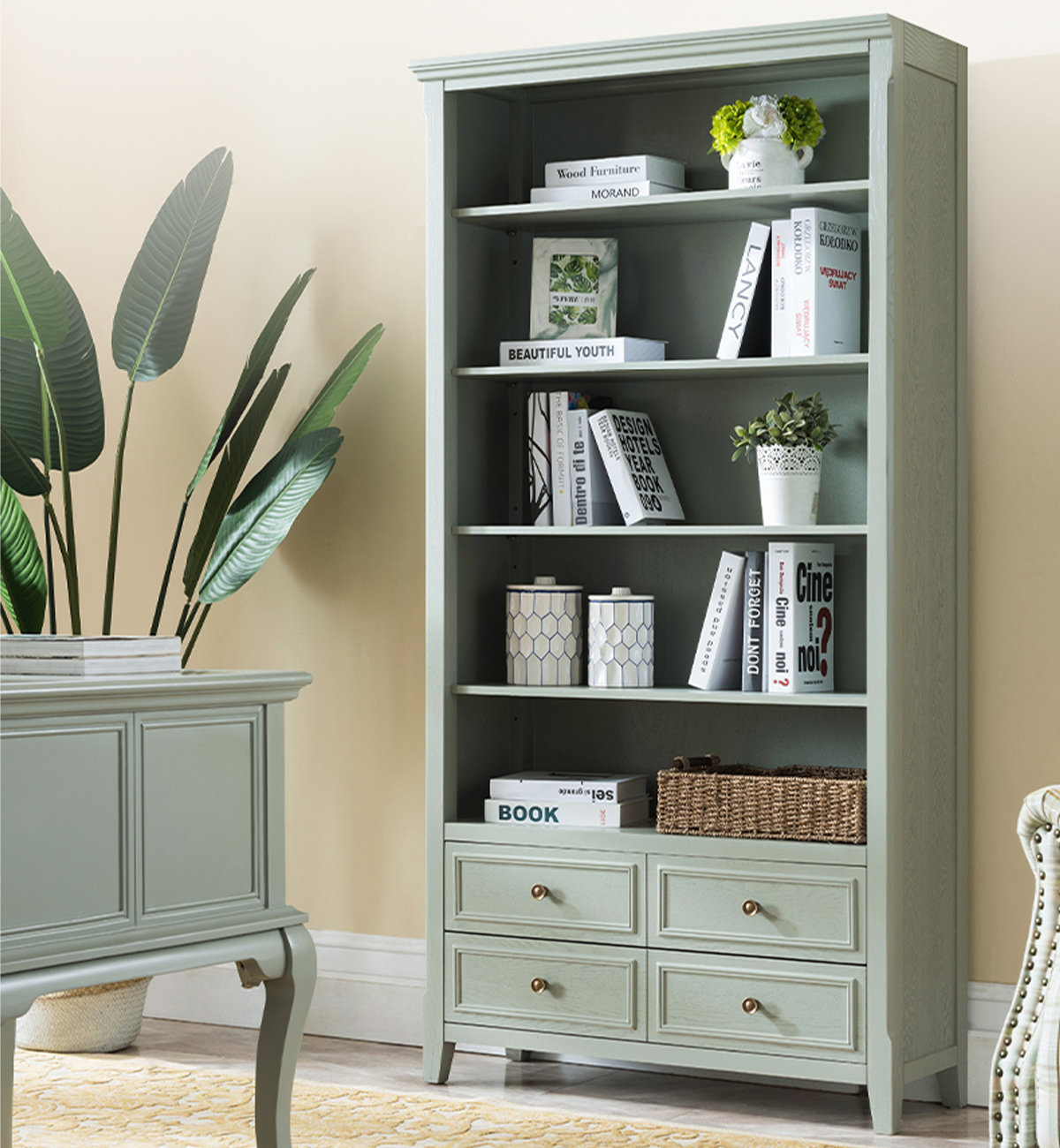 EliteFurnishings Green Standard Solid Wood Bookcases - Wayfair Canada