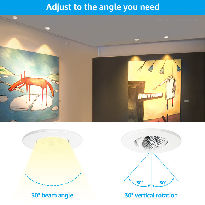 TORCHSTAR 3 Inch LED Gimbal Recessed Light with J-Box, 5CCT 10-100% ...